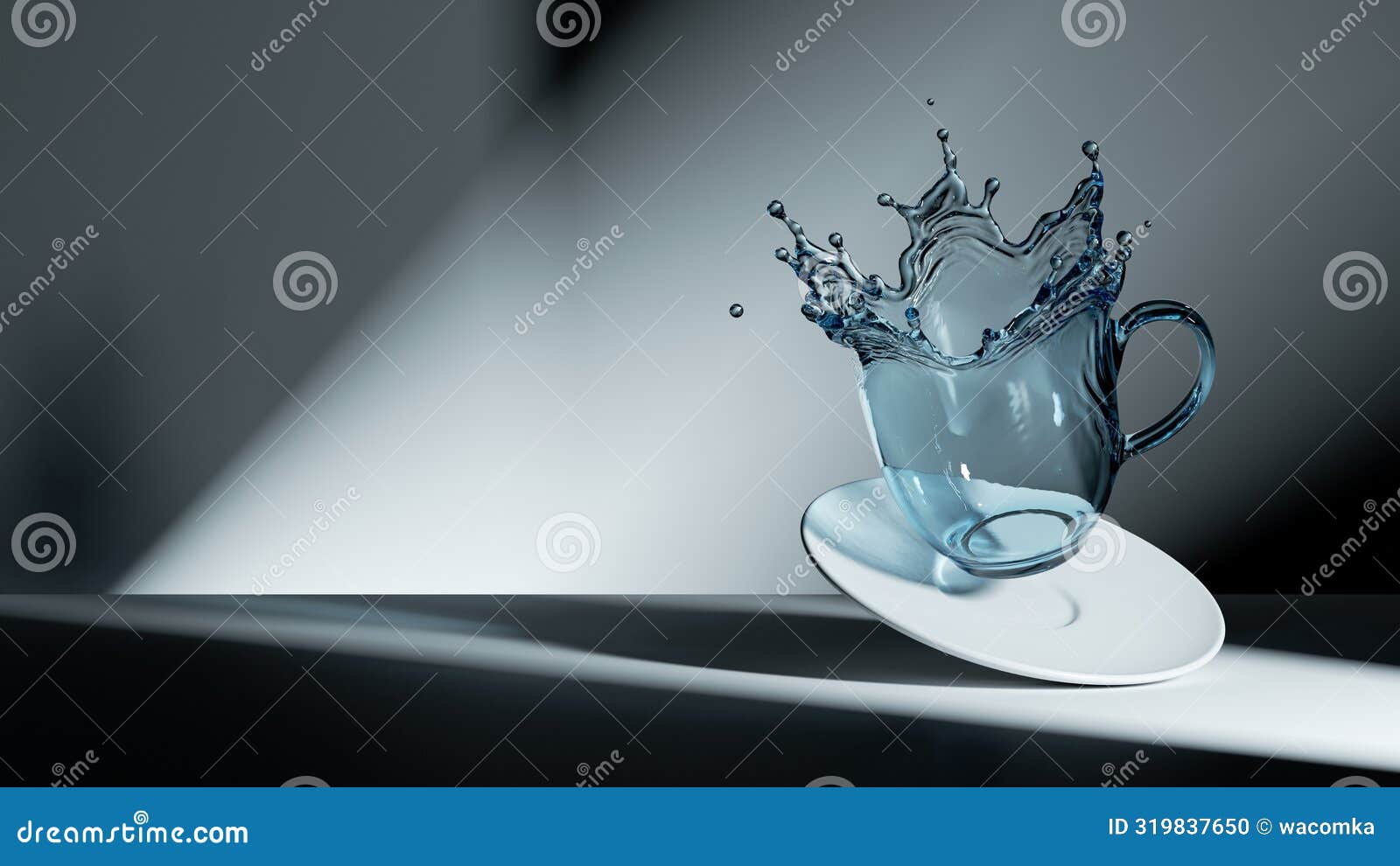 Realistic 3d Rendering, Capturing a Glass Cup with a Splash-shaped Edge ...