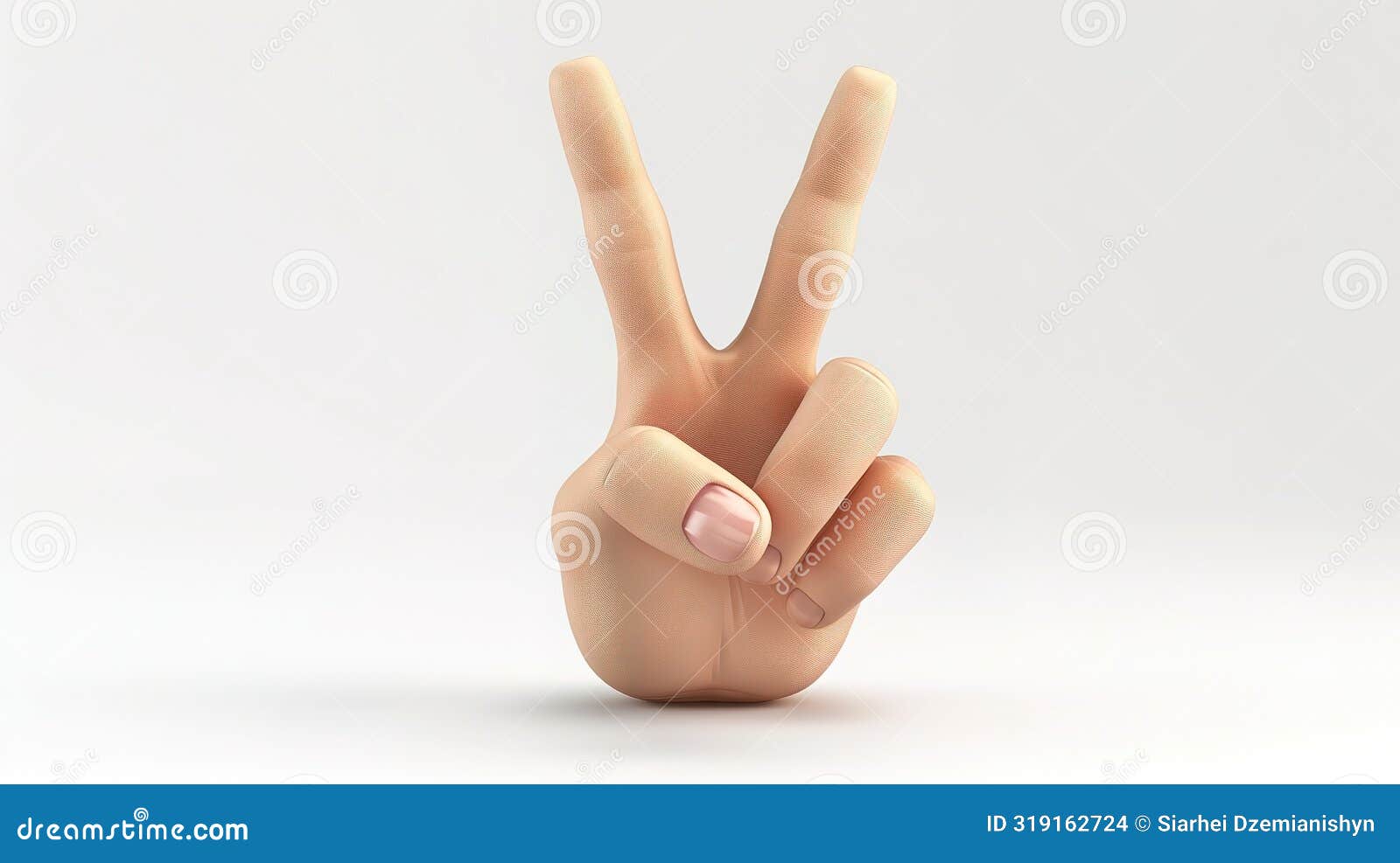 Realistic 3D Rendering of a Human Hand Making a Peace Sign ...