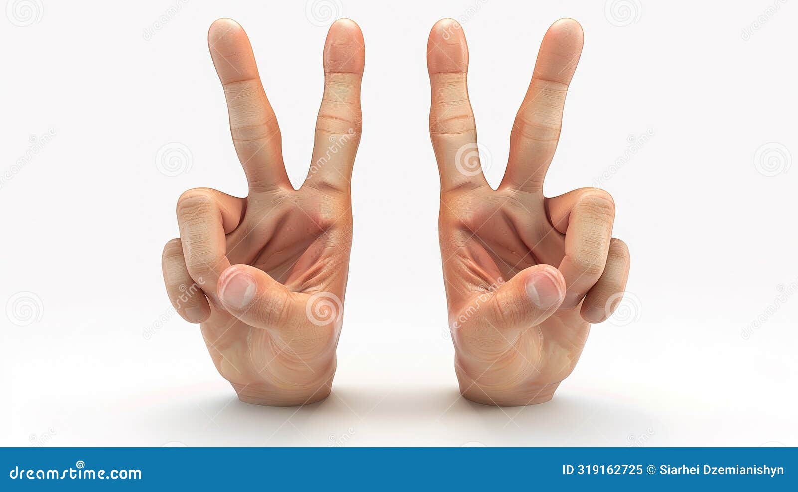 Realistic 3D Rendering of a Human Hand Making a Peace Sign, Symboli ...