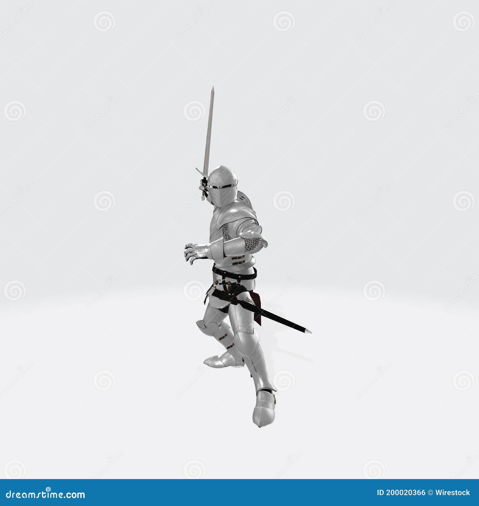 Realistic 3D Rendering of a Knight Character with a Sword and a Full ...
