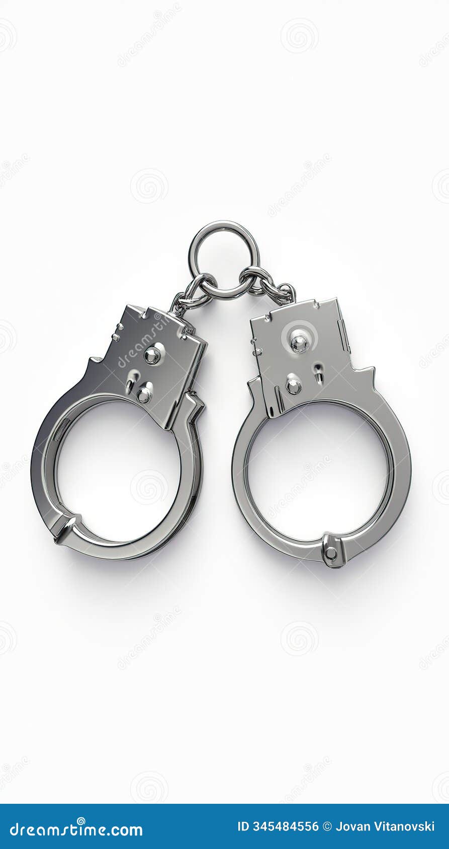 Realistic 3D Rendering of Metallic Handcuffs on White Background Stock ...