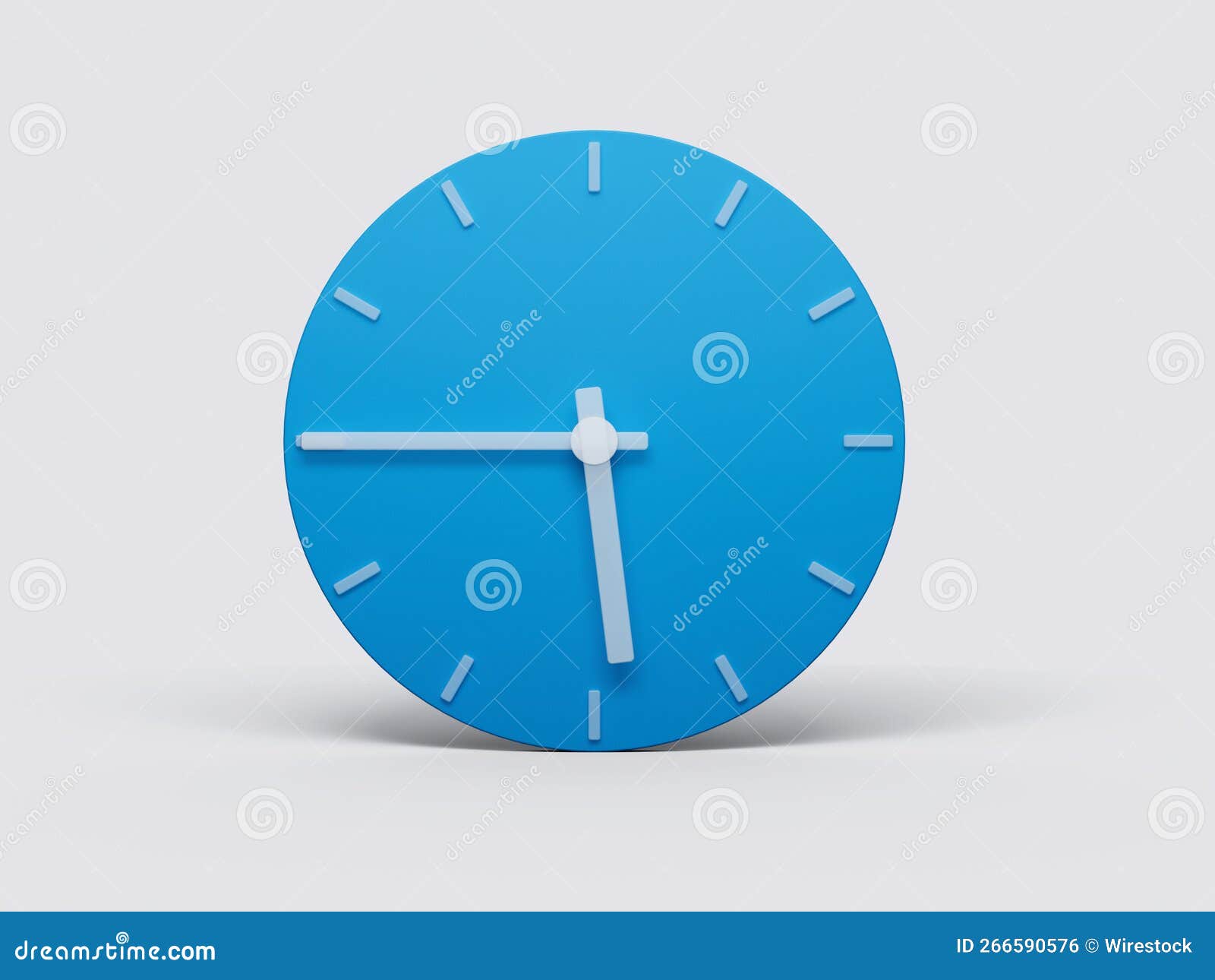 Realistic 3d Rendering of a Minimal Blue Wall Clock 5:45 O Clock or ...