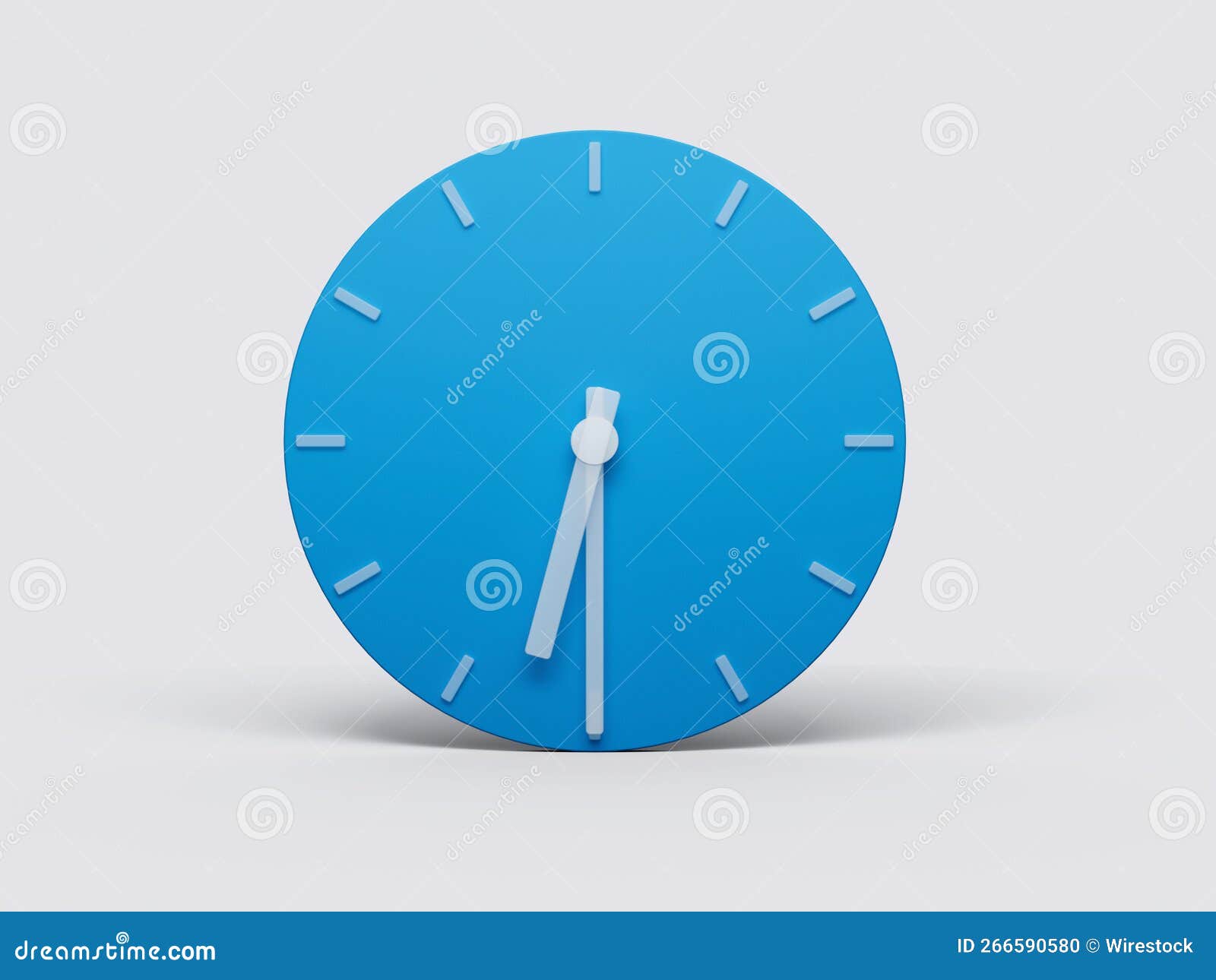 Realistic 3d Rendering of a Minimal Blue Wall Clock 6:30 O Clock or Six ...