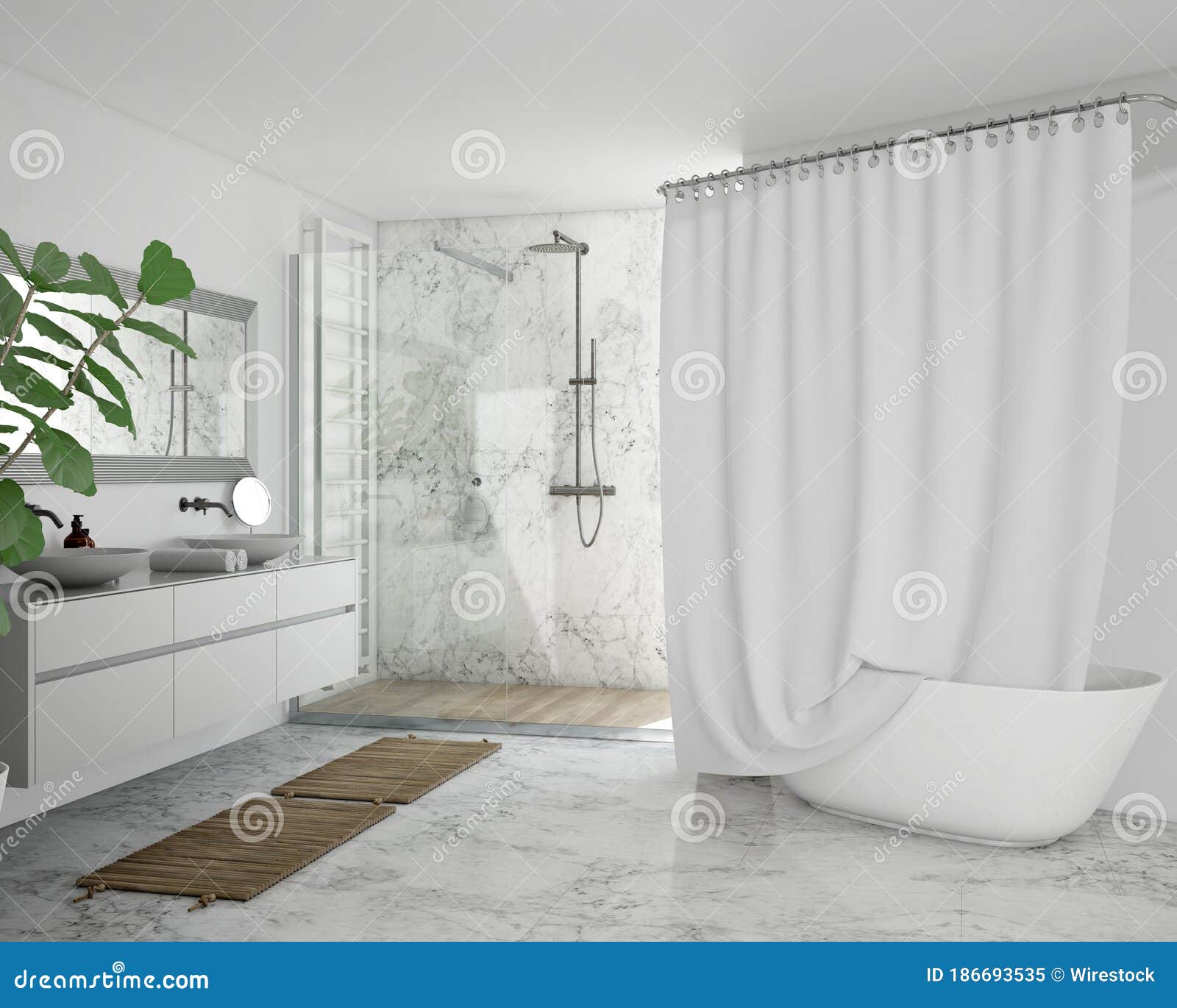 Realistic 3D Rendering of Modern Bathroom Design Stock Illustration ...