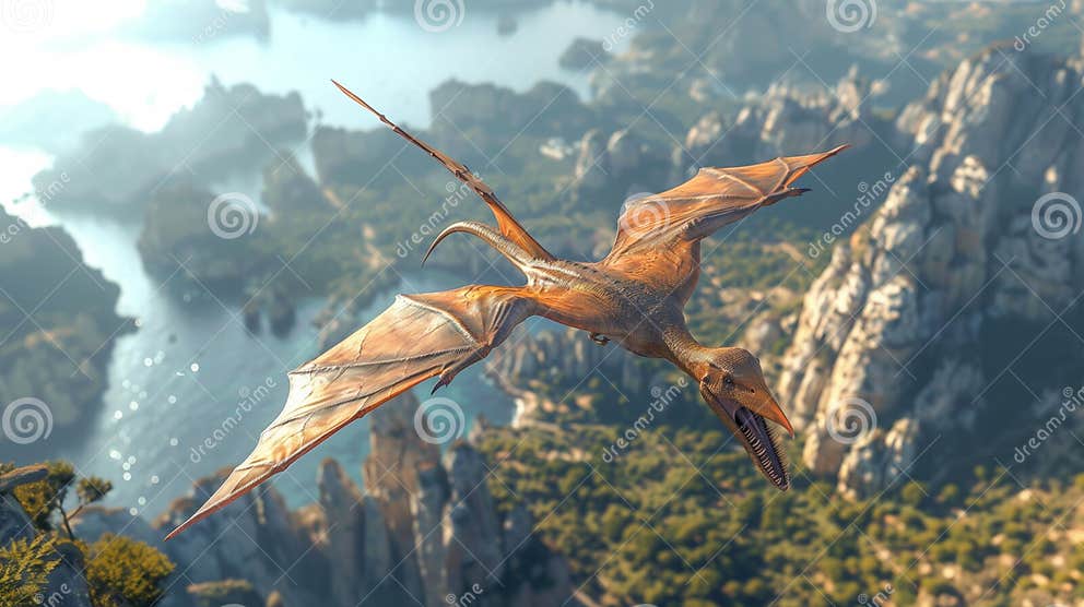 A Realistic 3D Rendering of a Pterodactyl in Flight, Showcasing Its ...