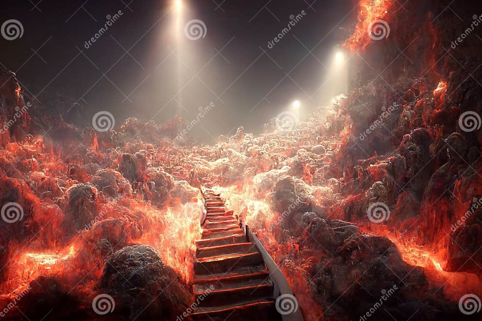 Realistic 3D Rendering of a Staircase To Hell Stock Illustration ...