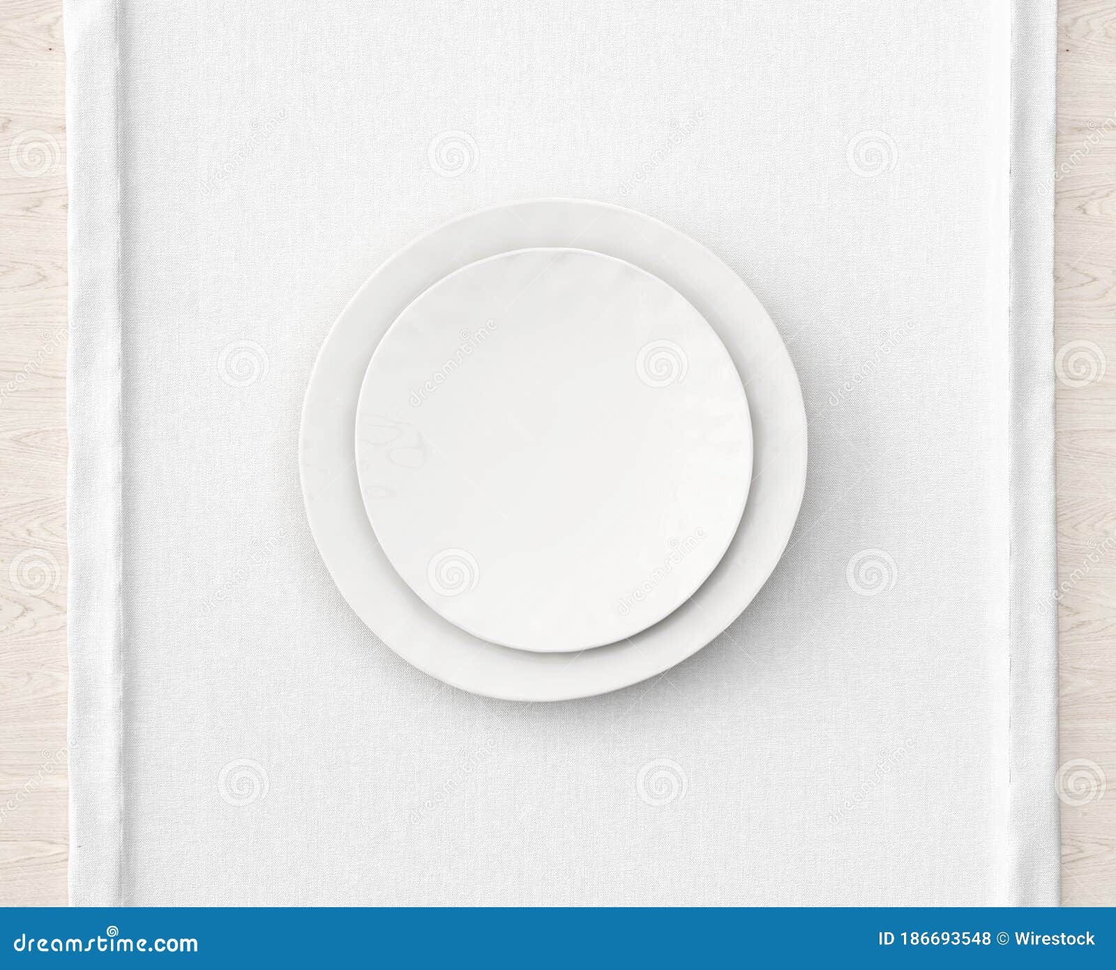 Realistic 3D Rendering of Two White Plates on Top of Each Other on a ...