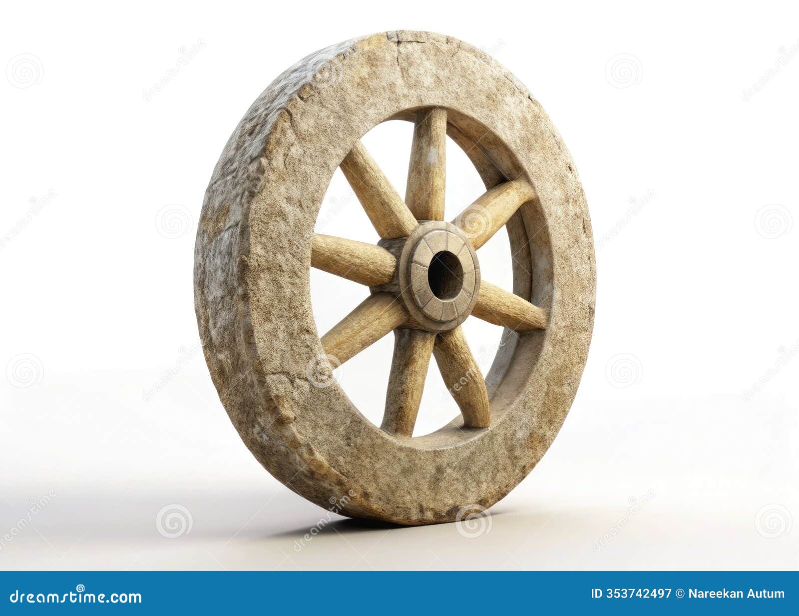 Realistic 3D Rendering of a Weathered Ancient Stone Mill Wheel Isolated on White Background for ...