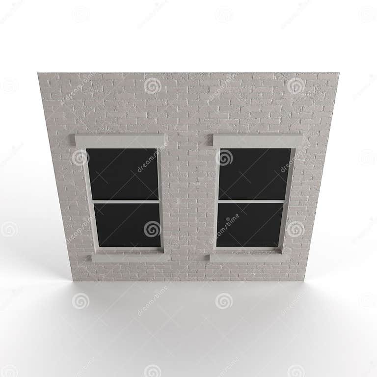 Realistic 3D Rendering of a White Wall with Two Windows Stock ...