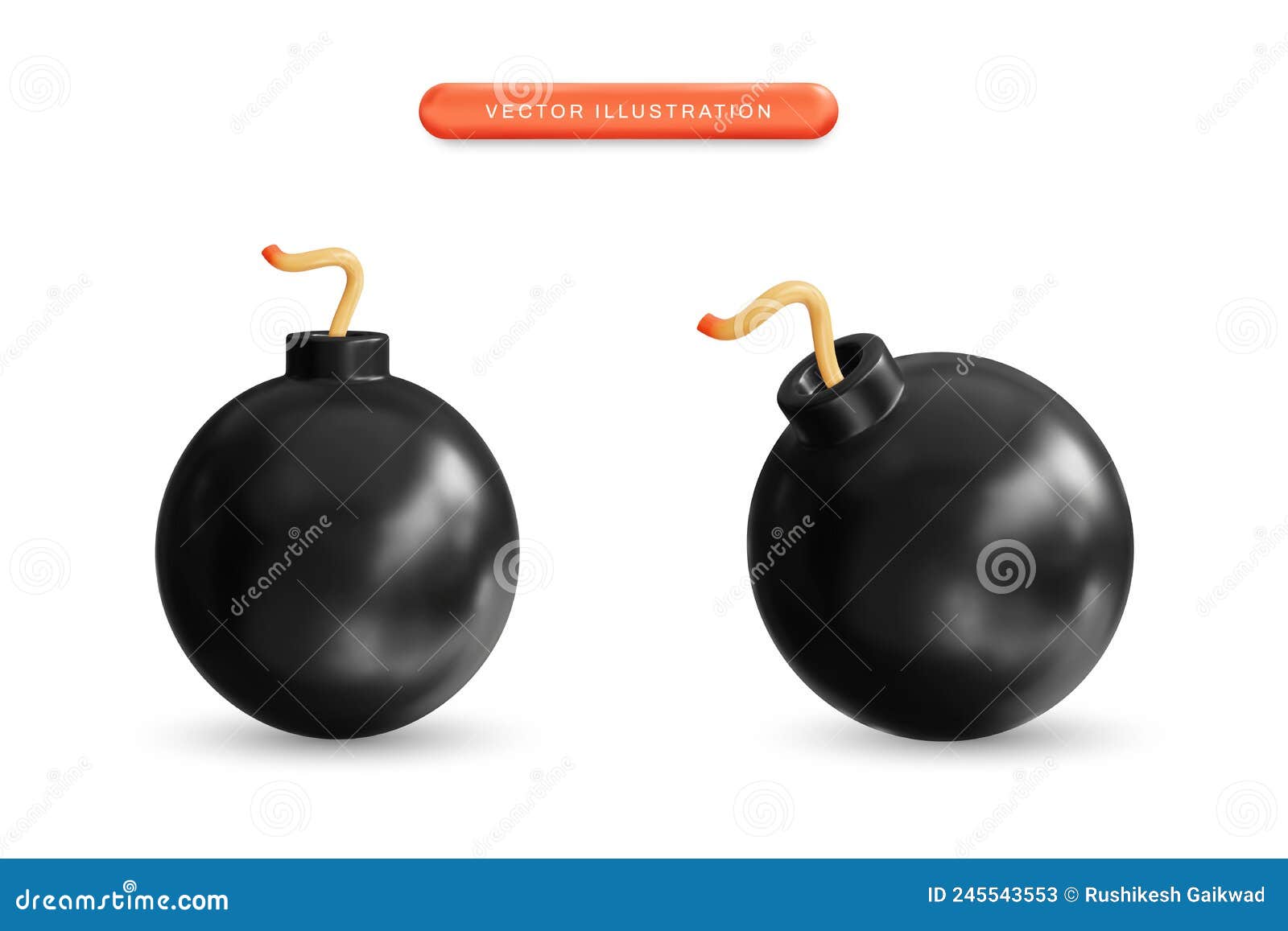 Realistic 3d Round Bomb Vector Illustration Stock Vector - Illustration ...