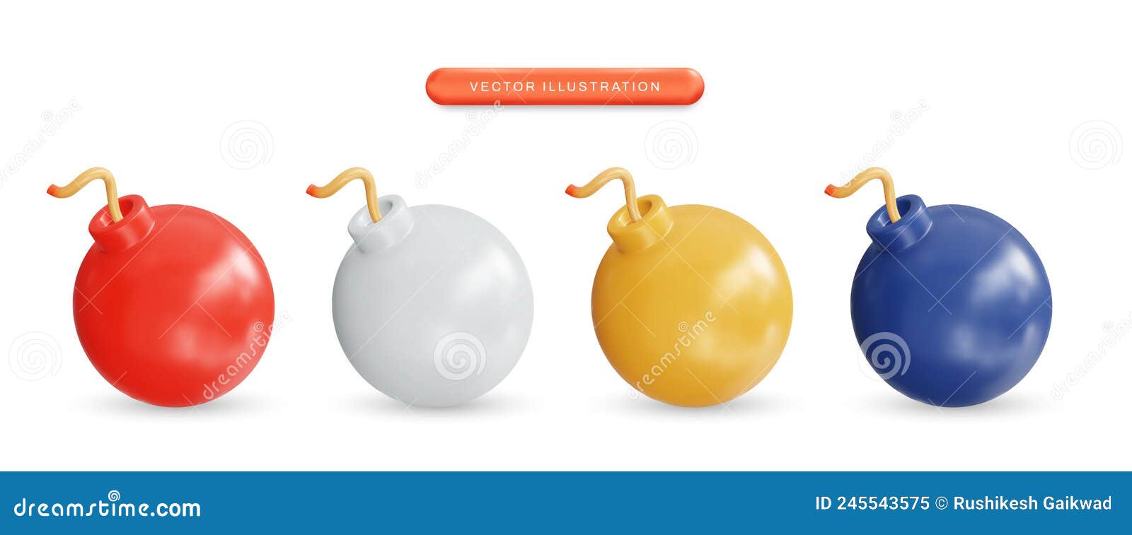 Realistic 3d Round Bomb Vector Illustration Stock Vector - Illustration ...