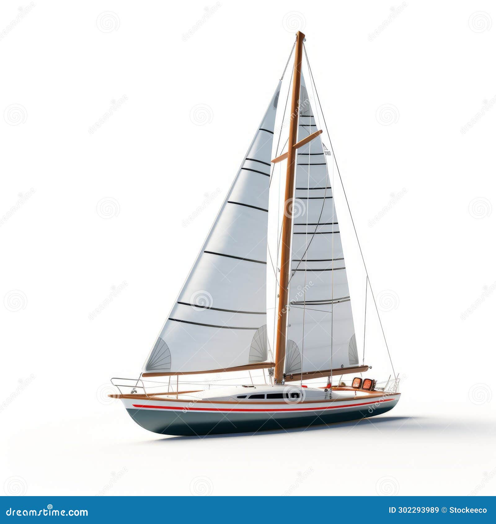 Realistic 3d Sailboat Rendering on White Background Stock Image - Image ...