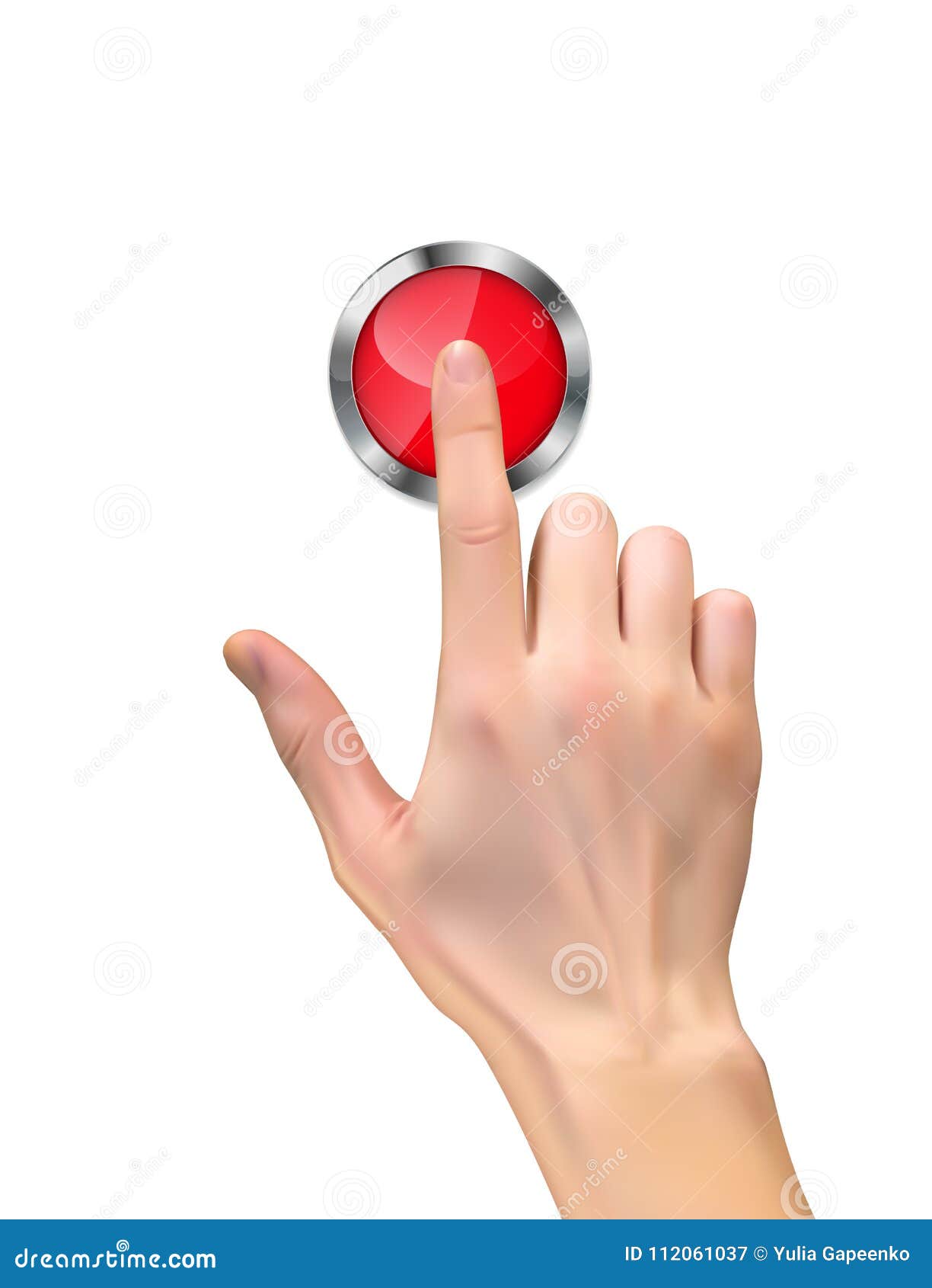 Realistic 3D Silhouette of Hand with Inger Pressing a Red Stop Button ...