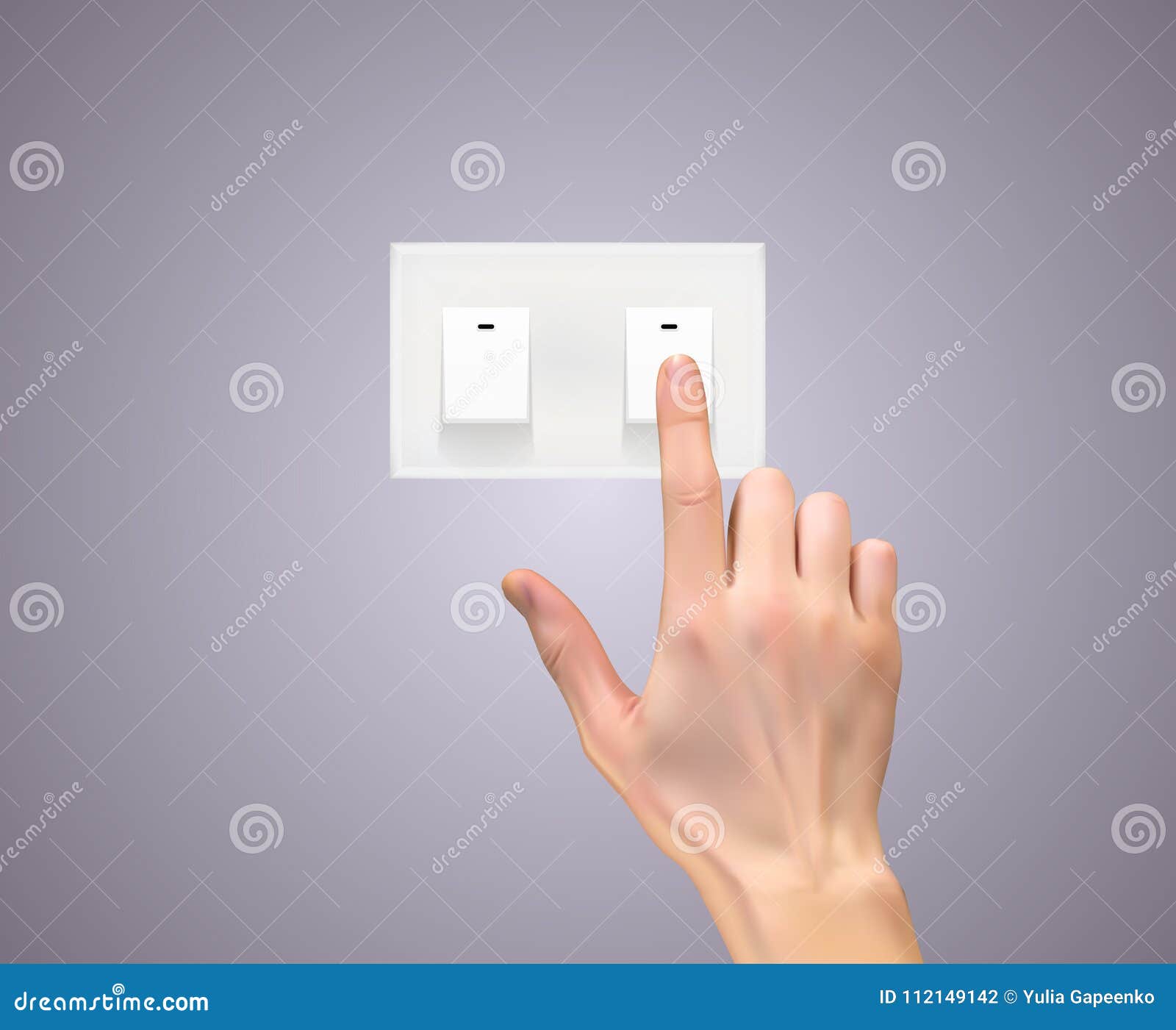 Realistic 3D Silhouette of Hand with Light Switch Vector Illustration ...
