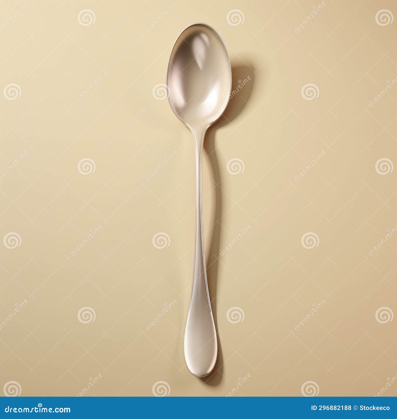 Realistic 3d Silver Spoon Artwork on Beige Background Stock ...