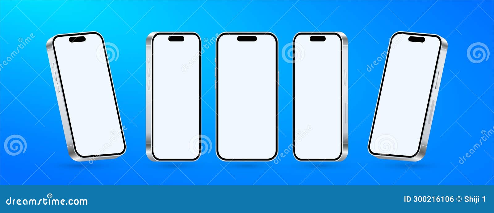 Realistic 3d Smartphone Mockup Different Angles Views Stock Vector ...