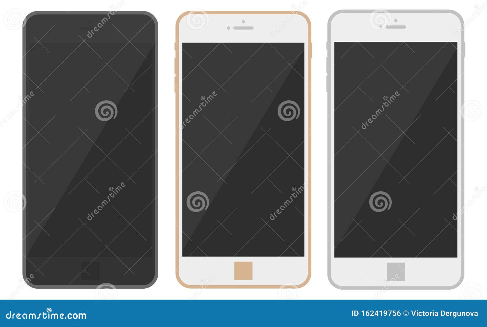 Realistic 3d Smartphone Template Set Stock Vector - Illustration of ...