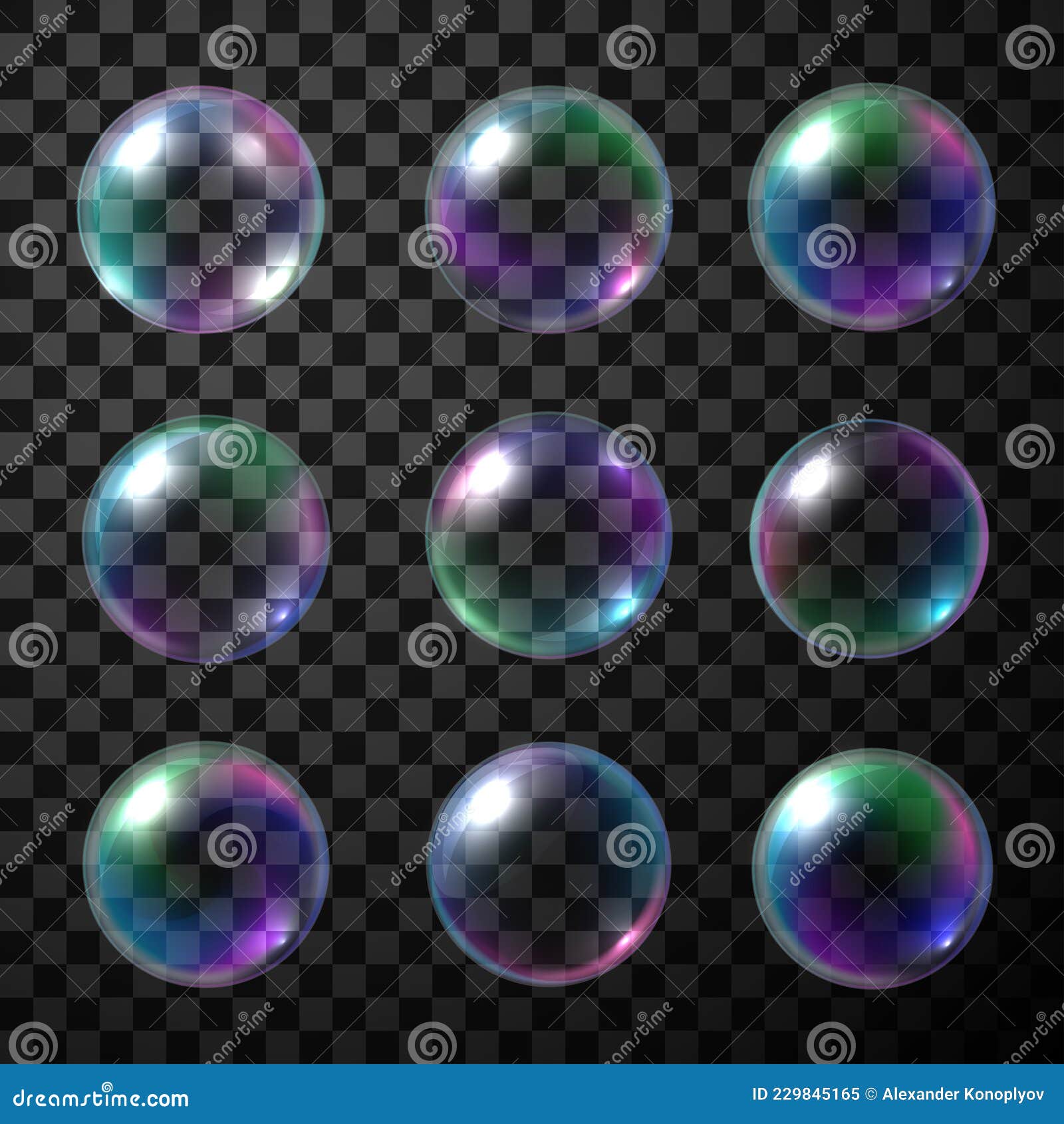 Realistic 3d Soap Bubble Set Vector Illustration. Collection Bubbles ...
