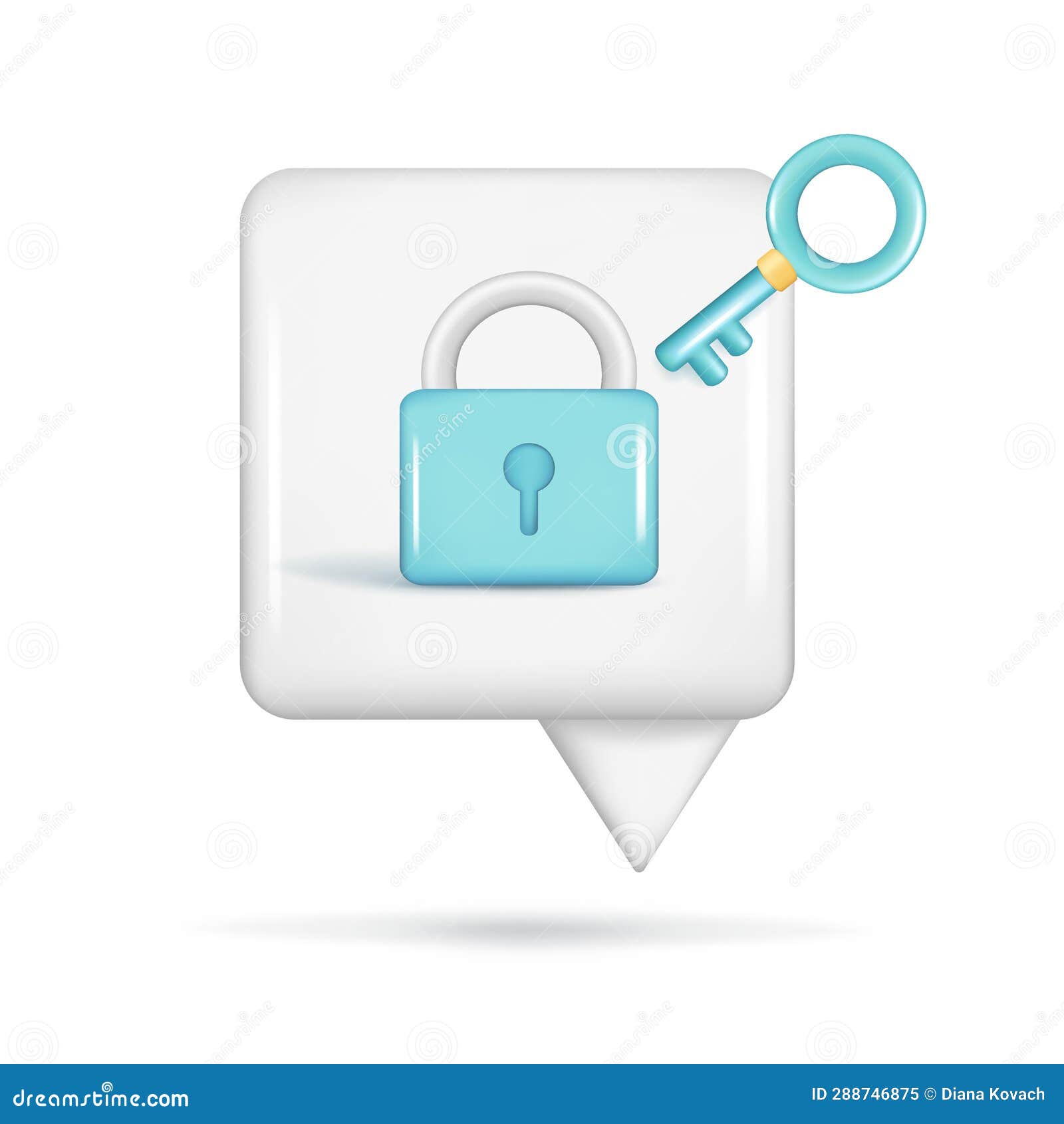 Realistic 3d Speech Bubble, Closed Lock and Key. Data Protection, 3d Locked Padlock Element ...