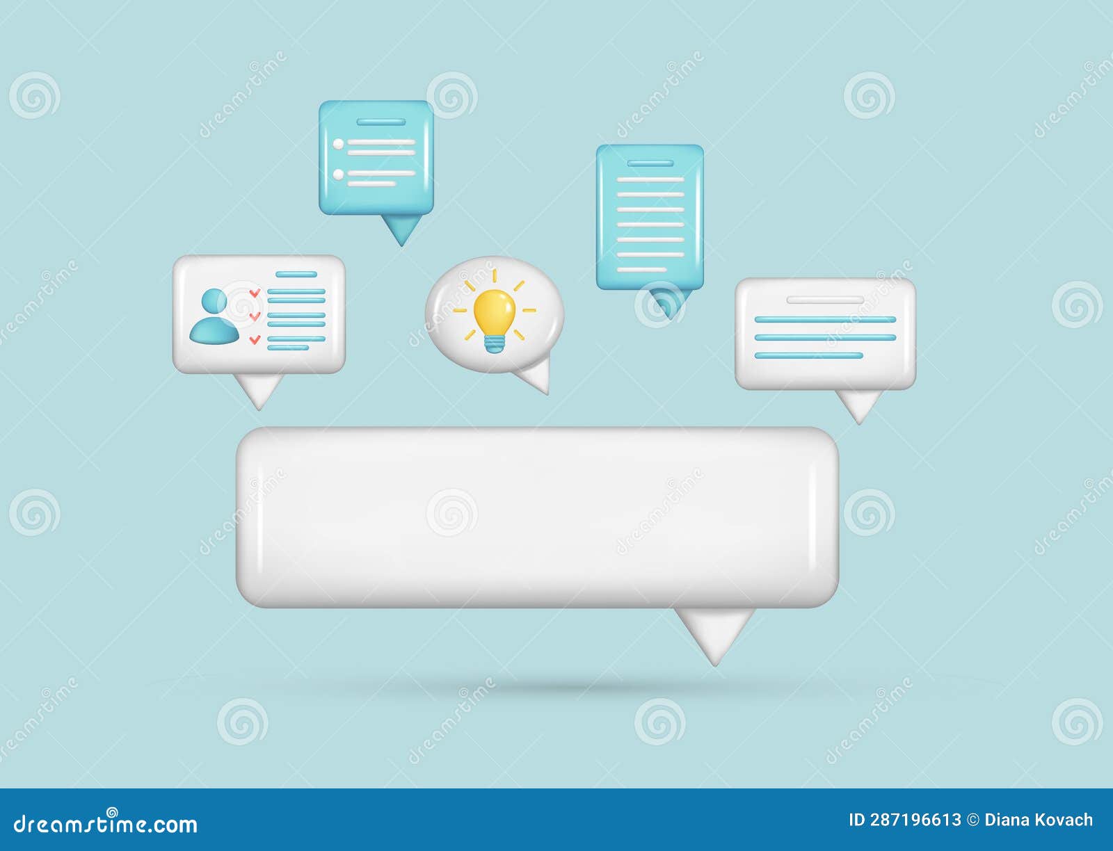 Realistic 3d Speech Bubble Text, Message Button, Chatting Box with ...