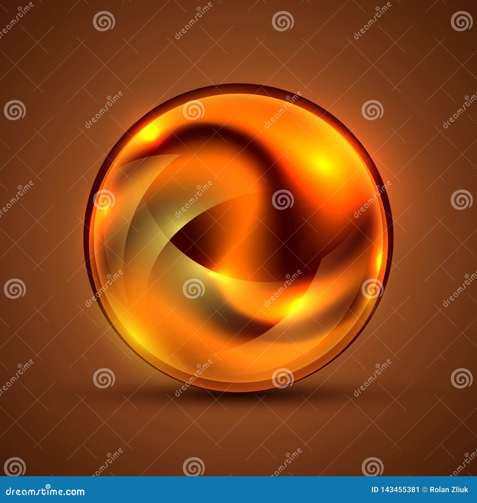 Realistic 3d Sphere.Orange Shiny Vibrant Color.Fluid Vortex Texture ...