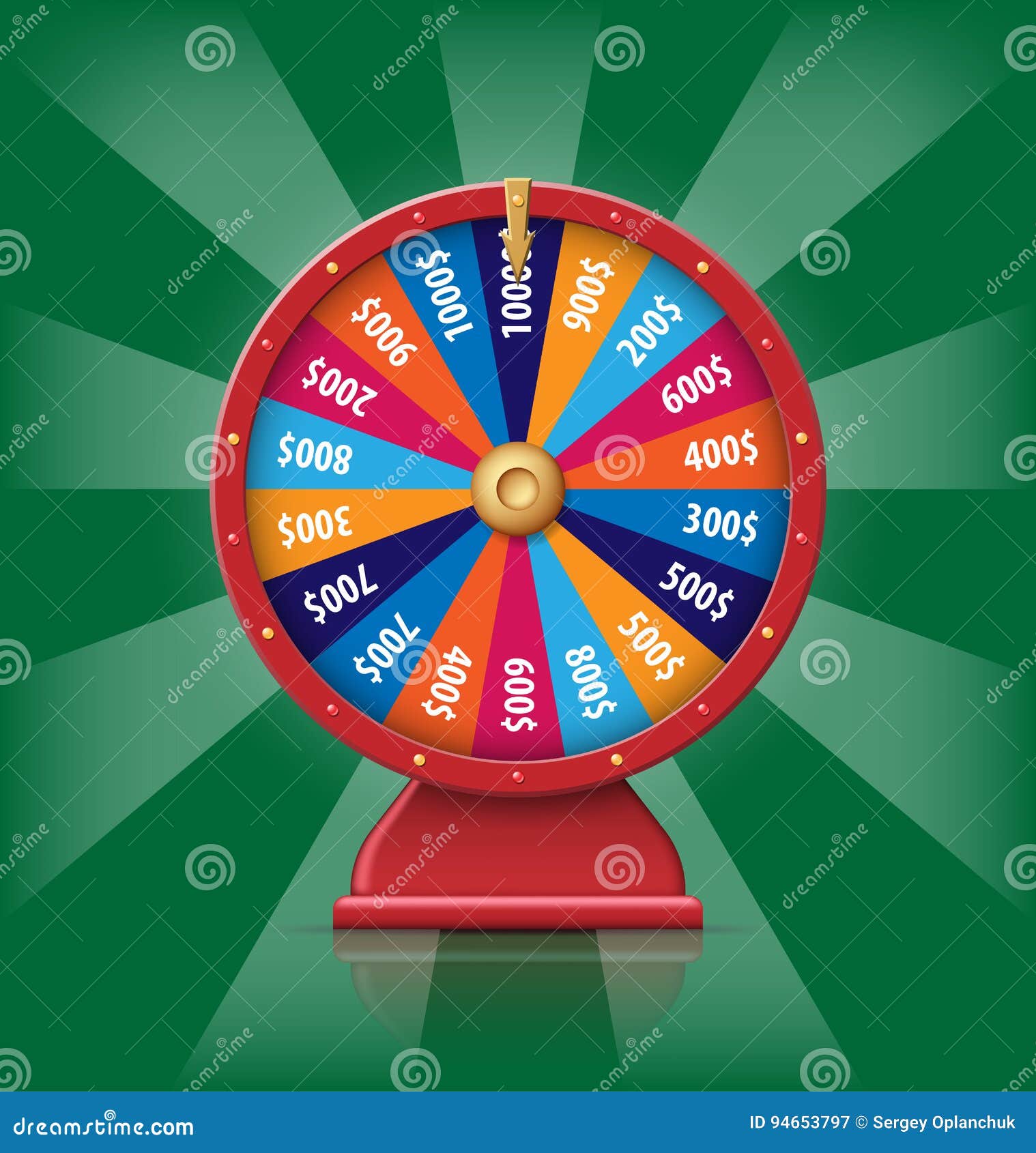 Realistic 3d Spinning Fortune Wheel, Lucky Roulette Vector Illustration ...