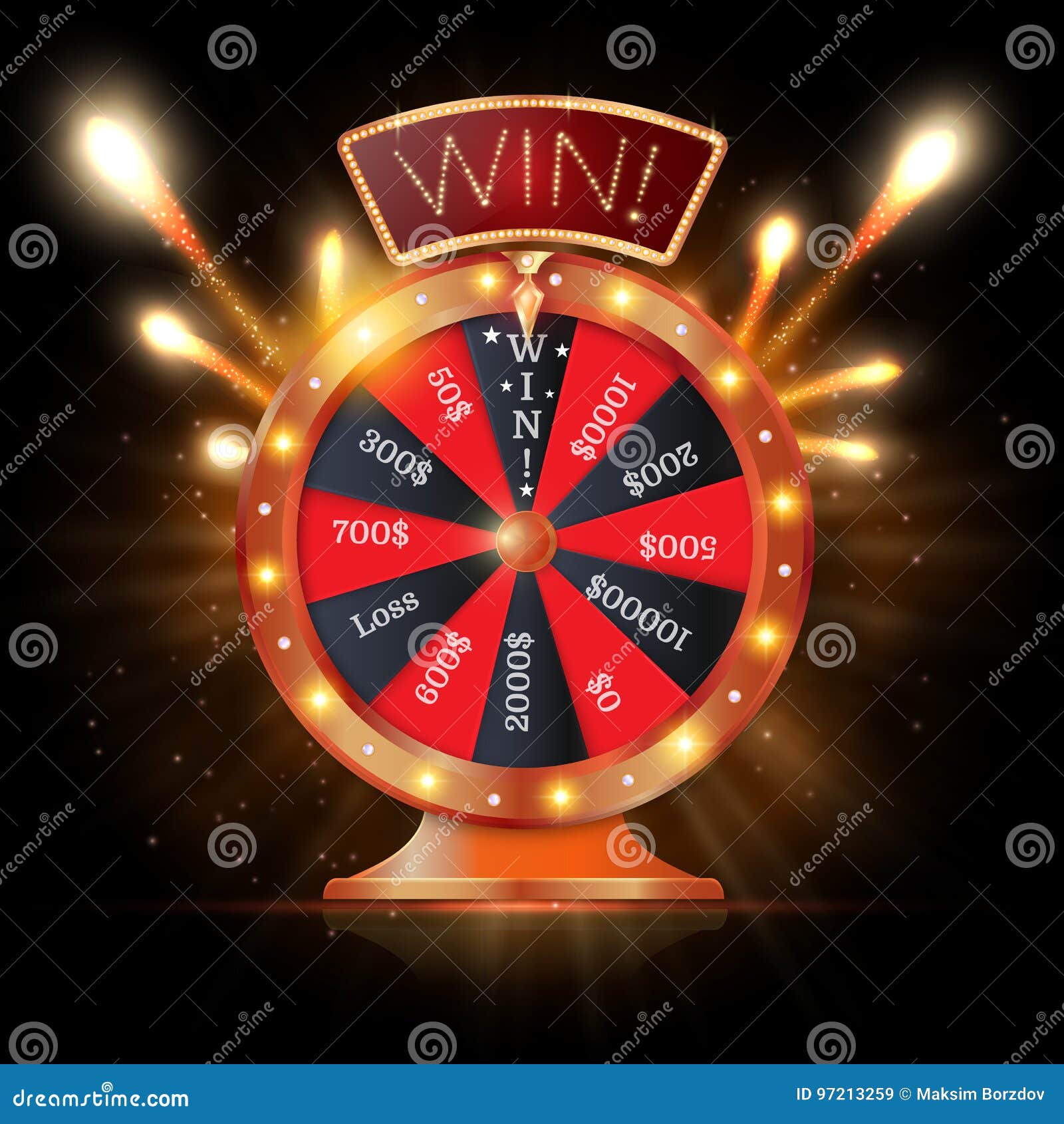 Realistic 3d Spinning Fortune Wheel, Lucky Roulette Vector Illustration ...