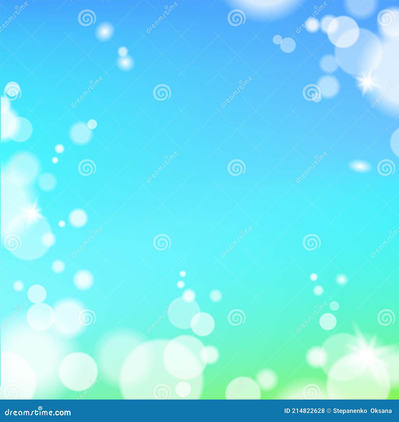 Realistic 3d Spring Green Blue Web Banner Template. Gradient Landscape ...