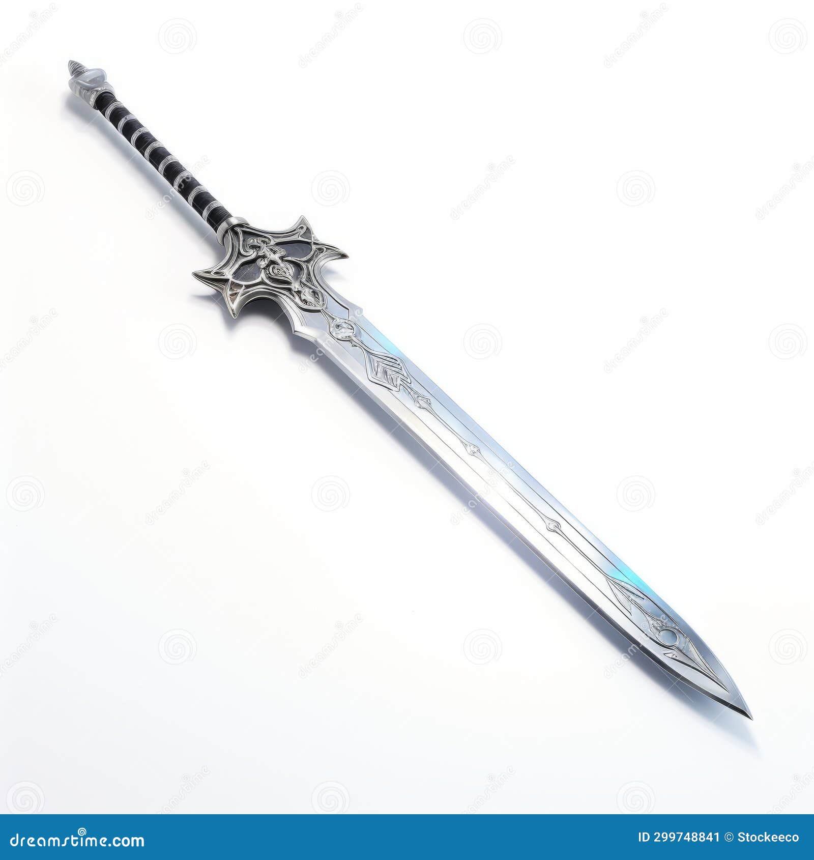 Realistic 3d Sword Model with Silver Elements and Fantasy Characters ...