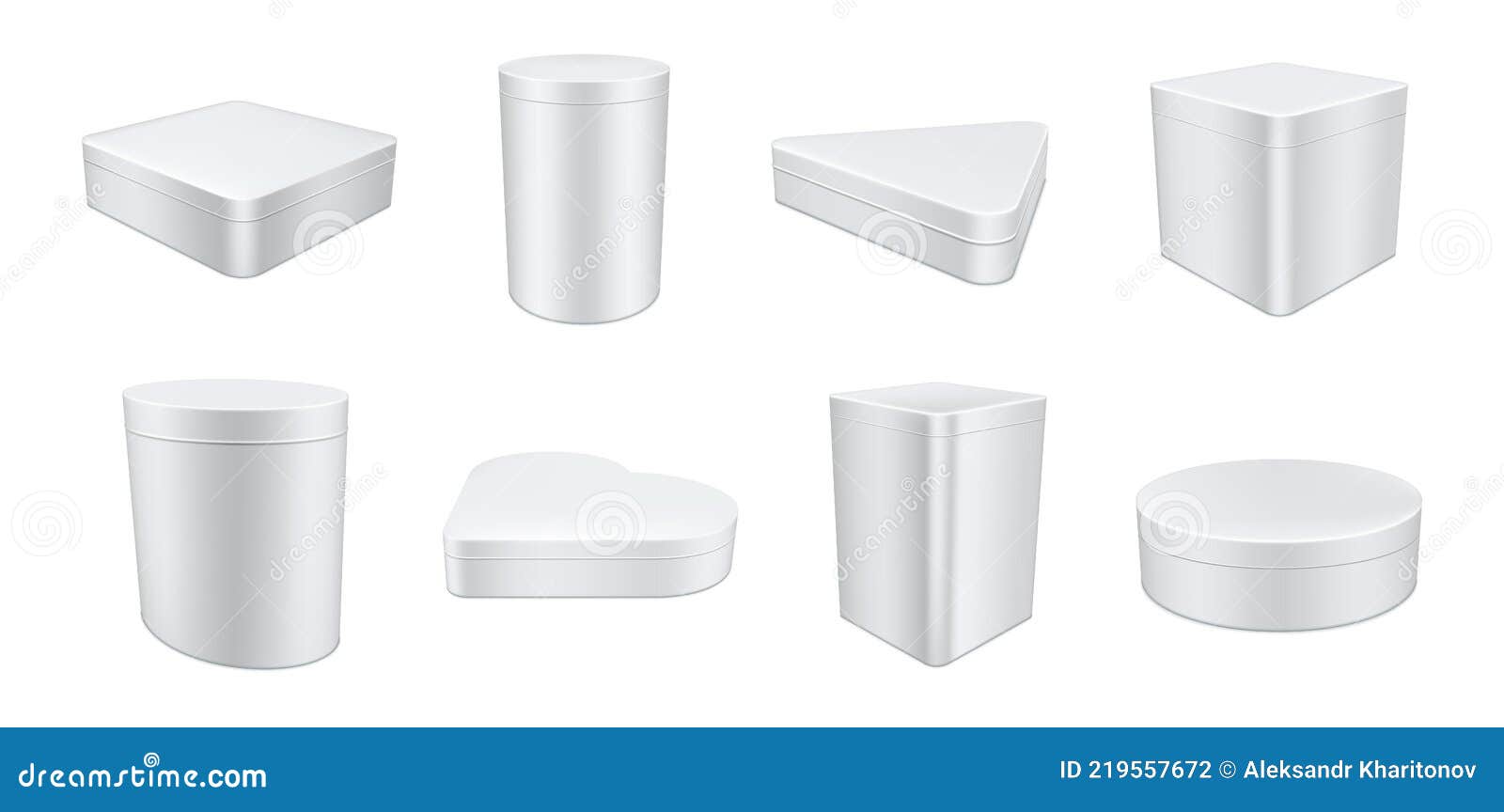 Realistic 3d Tin Boxes Collection Vector Illustration. Set Containers ...