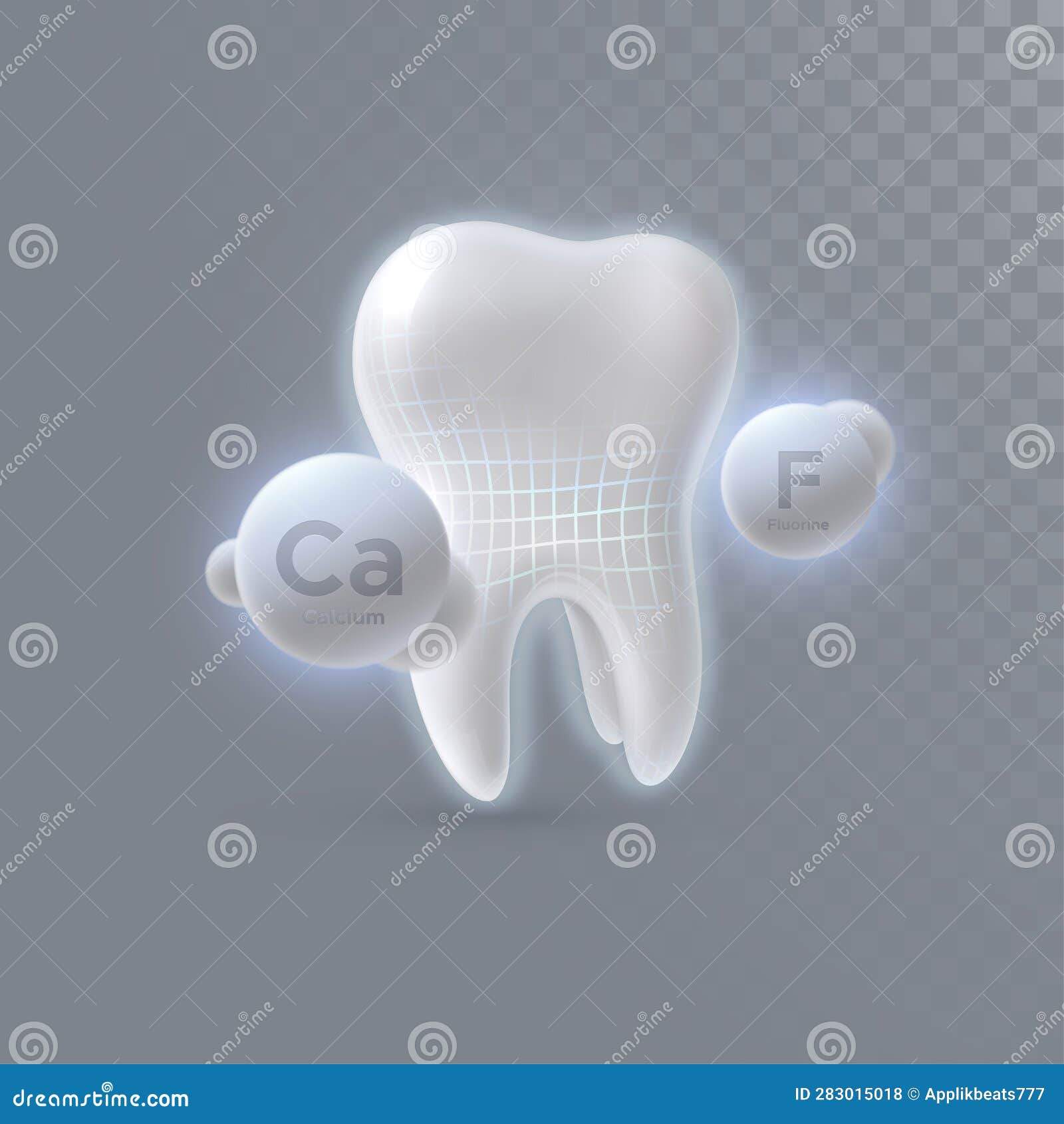 Realistic 3d Tooth with Calcium and Fluorine Particles Isolated on ...