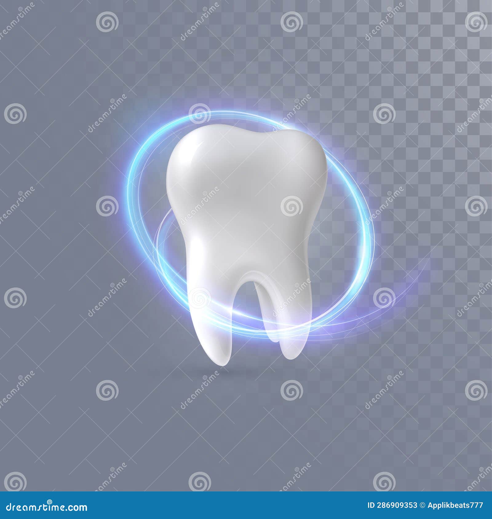 Realistic 3d Tooth with Neon Light Trail Isolated on Transparent ...