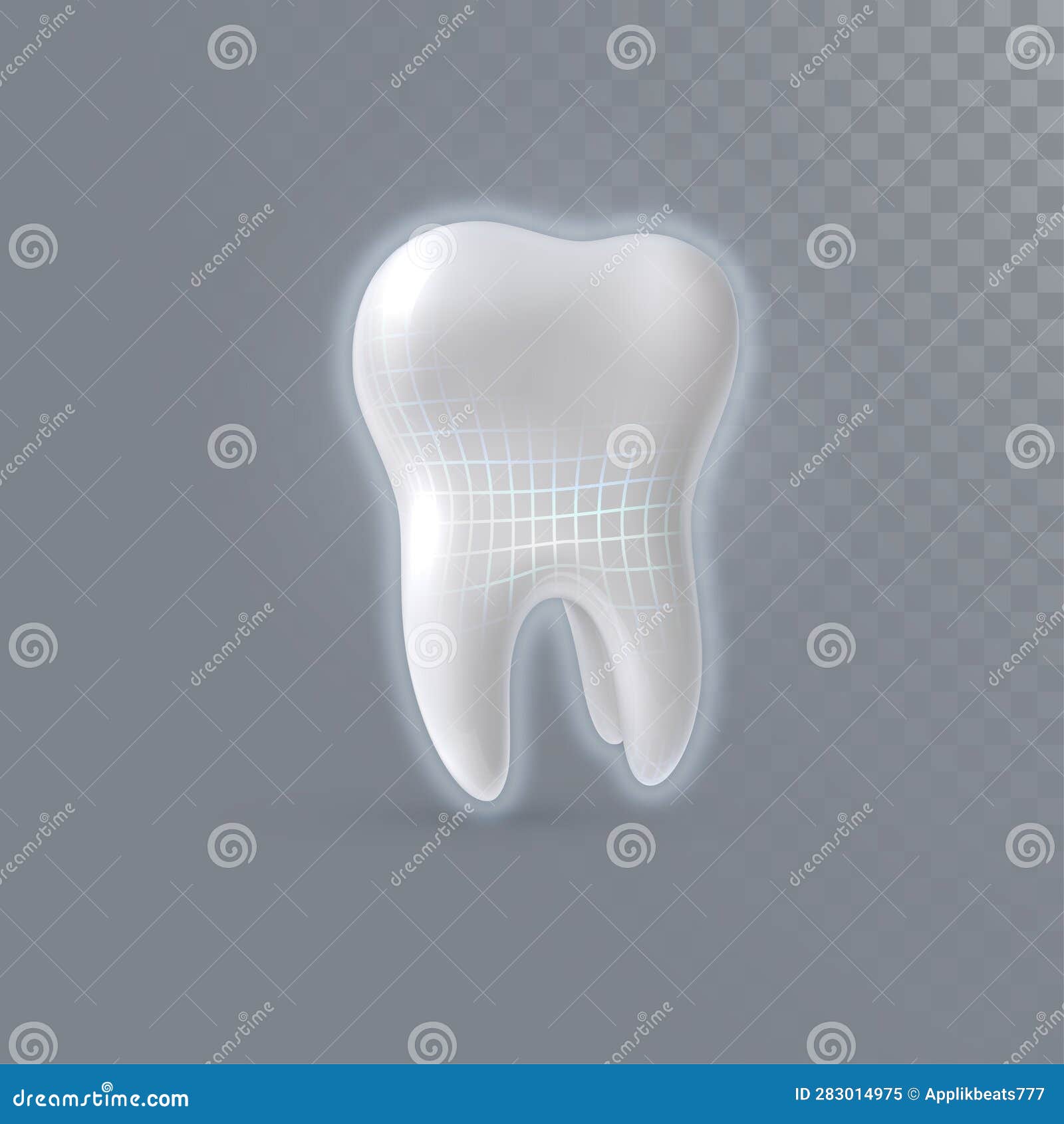 Realistic 3d Tooth with Shiny Wireframe Structure Isolated on ...