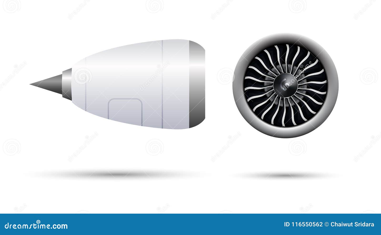 Realistic 3D Turbo-jet Engine of Airplane, Vector Illustration Stock ...