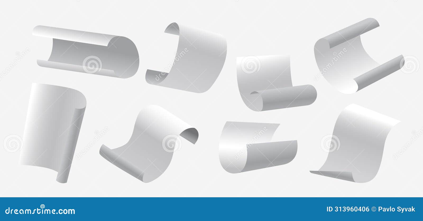 Realistic 3d Vector Cascade of Falling Paper Sheets, Their Edges Sharp ...