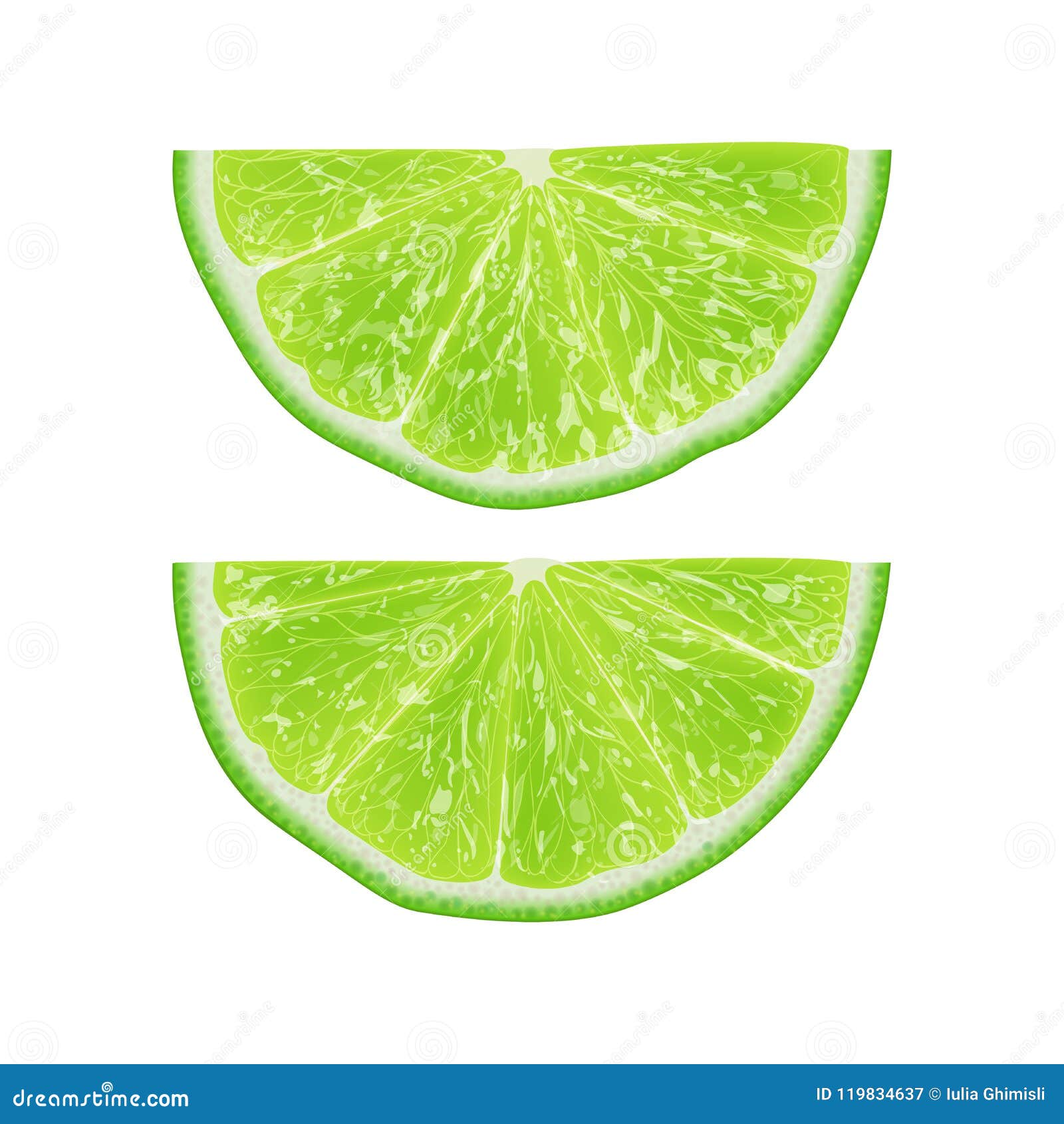 Realistic 3d Vector Illustration of Half Sliced Lime. Colourful Stock ...