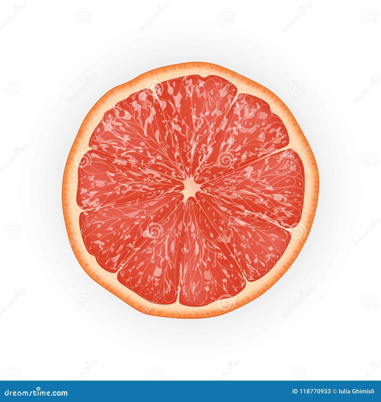 Realistic 3d Vector Illustration of Sliced Grapefruit. Colourful Stock ...