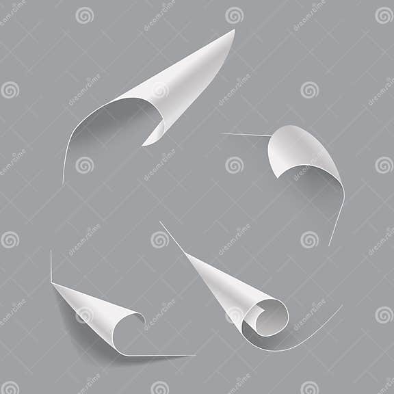 Realistic 3d Vector Paper Sheets with Curled Corners, Blank Notes or ...