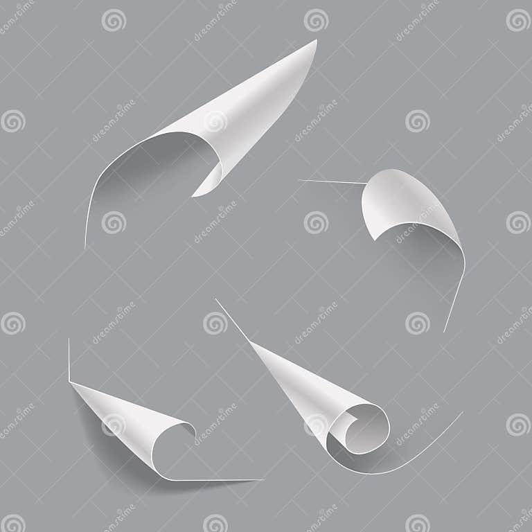 Realistic 3d Vector Paper Sheets with Curled Corners, Blank Notes or ...