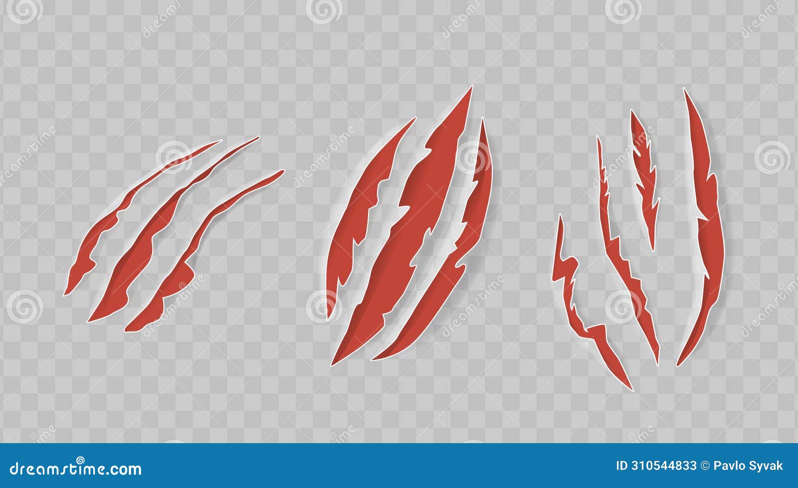 Realistic 3D Vector Set Featuring Fierce Red Claw Scratch Marks ...