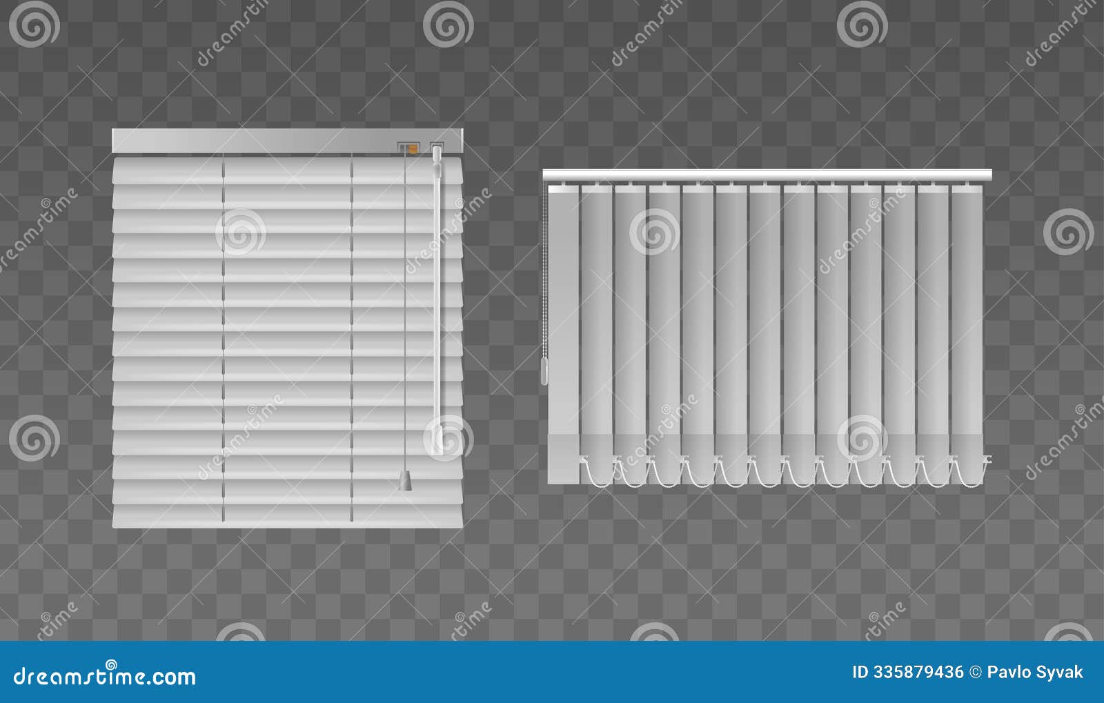 Realistic 3D Vector Window Blinds and Roller Blinds Isolated on a ...