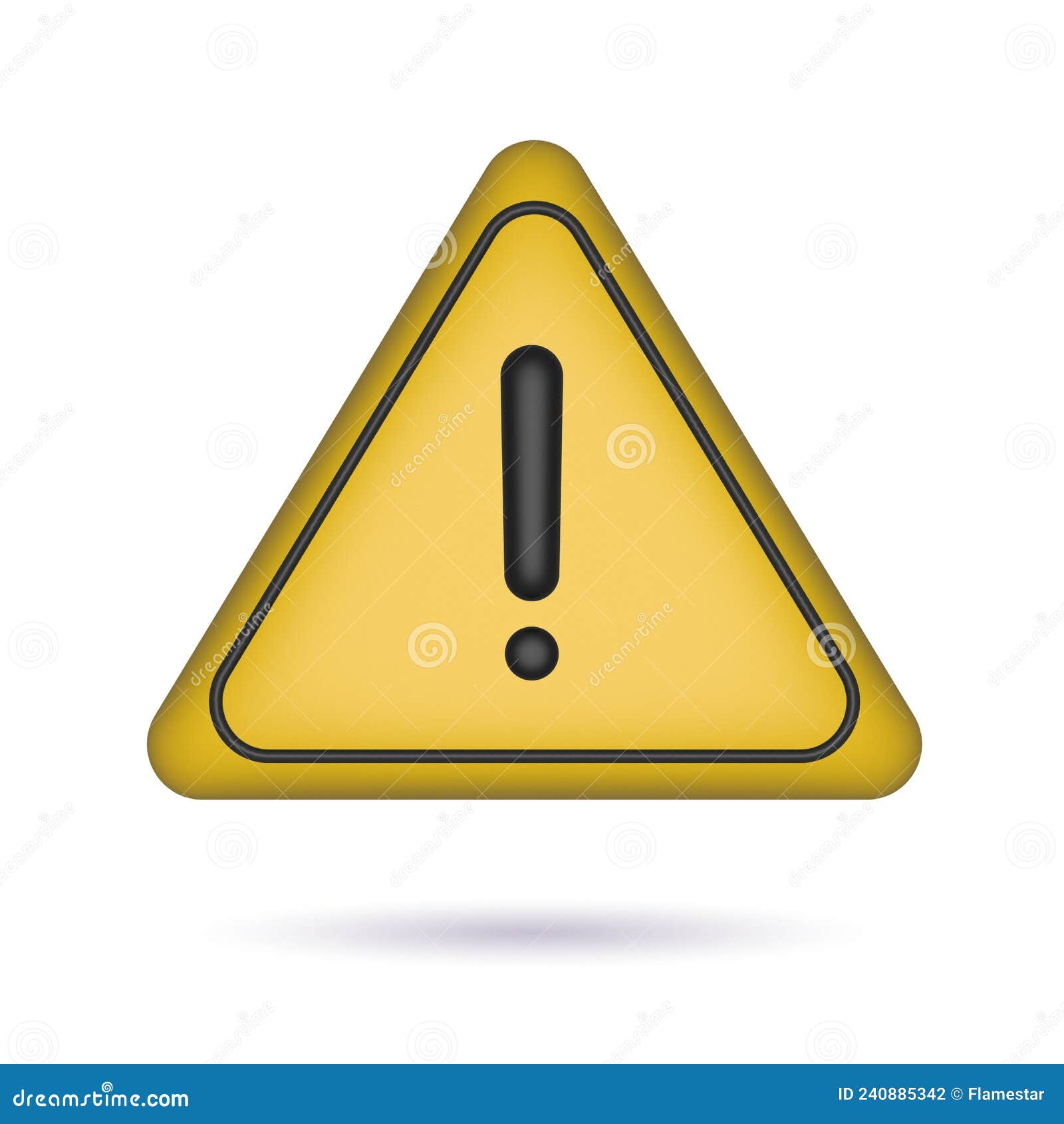 Realistic 3d Vector Yellow Triangle Warning Sign, Illustration. Stock ...