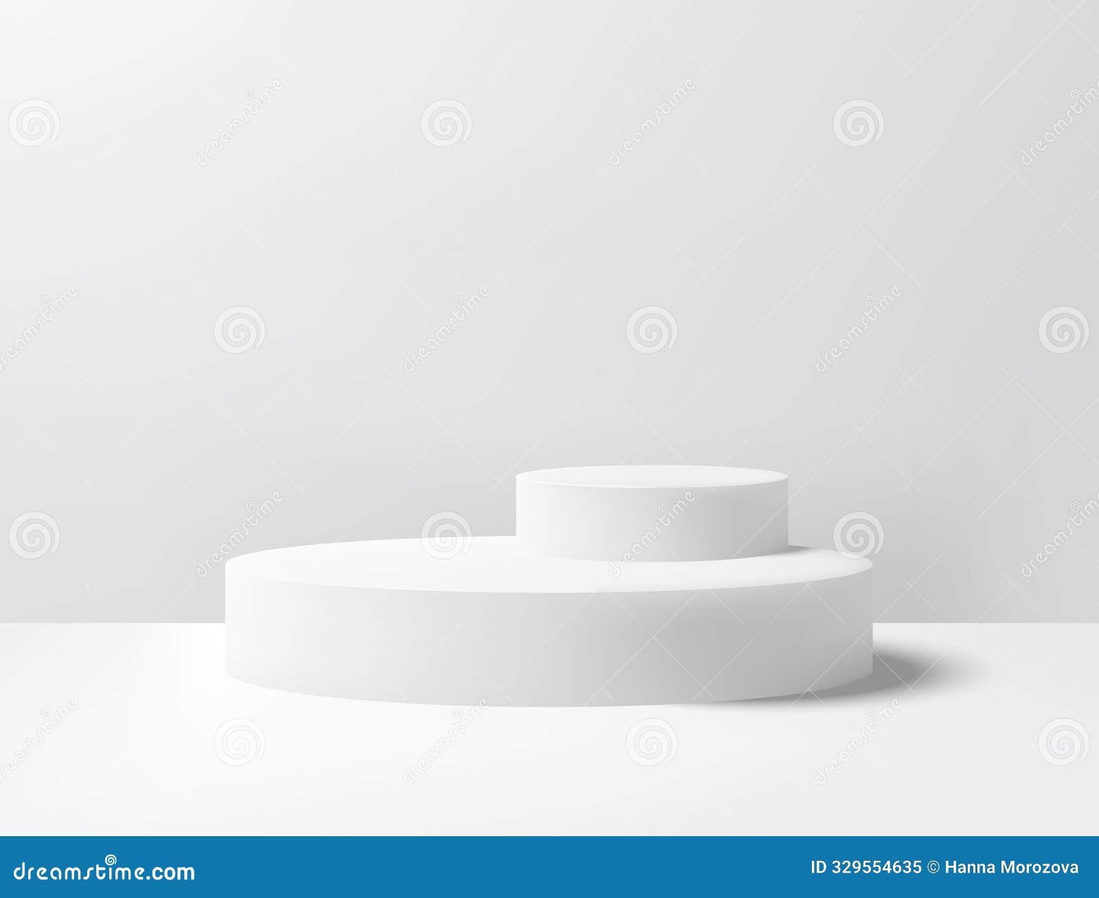 Realistic 3D White Circle Platform Podium or Pedestal on Gray ...