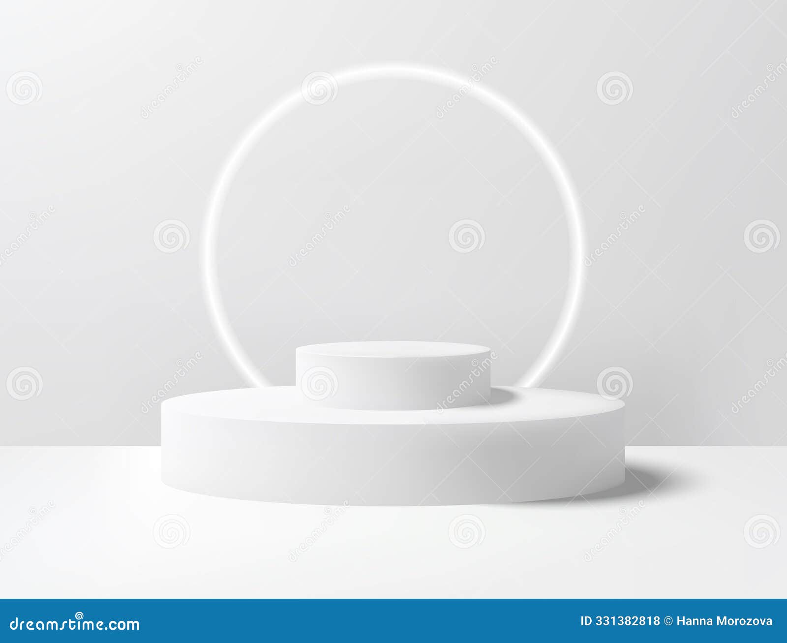 Realistic 3D White Circle Platform Podium or Pedestal on Gray ...
