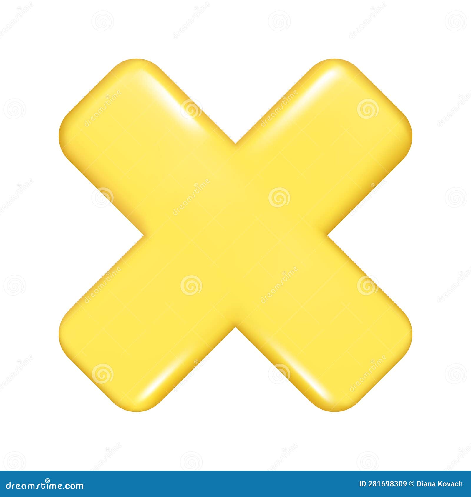 Realistic 3d Yellow Cross Sign. Decorative Incorrect, Reject or Wrong ...