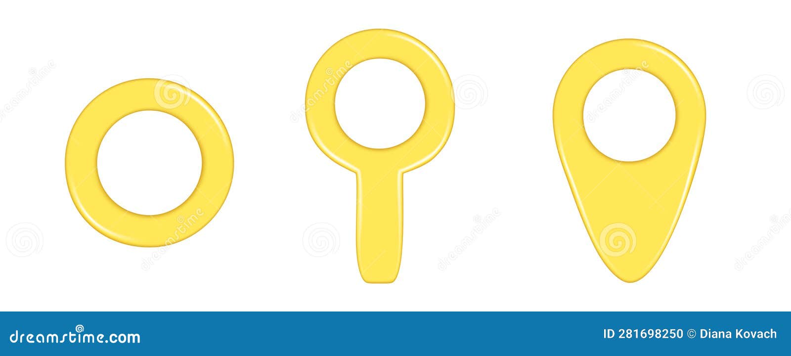 Realistic 3d Yellow Location Map Pin Gps Pointer Marker, Search Icon ...