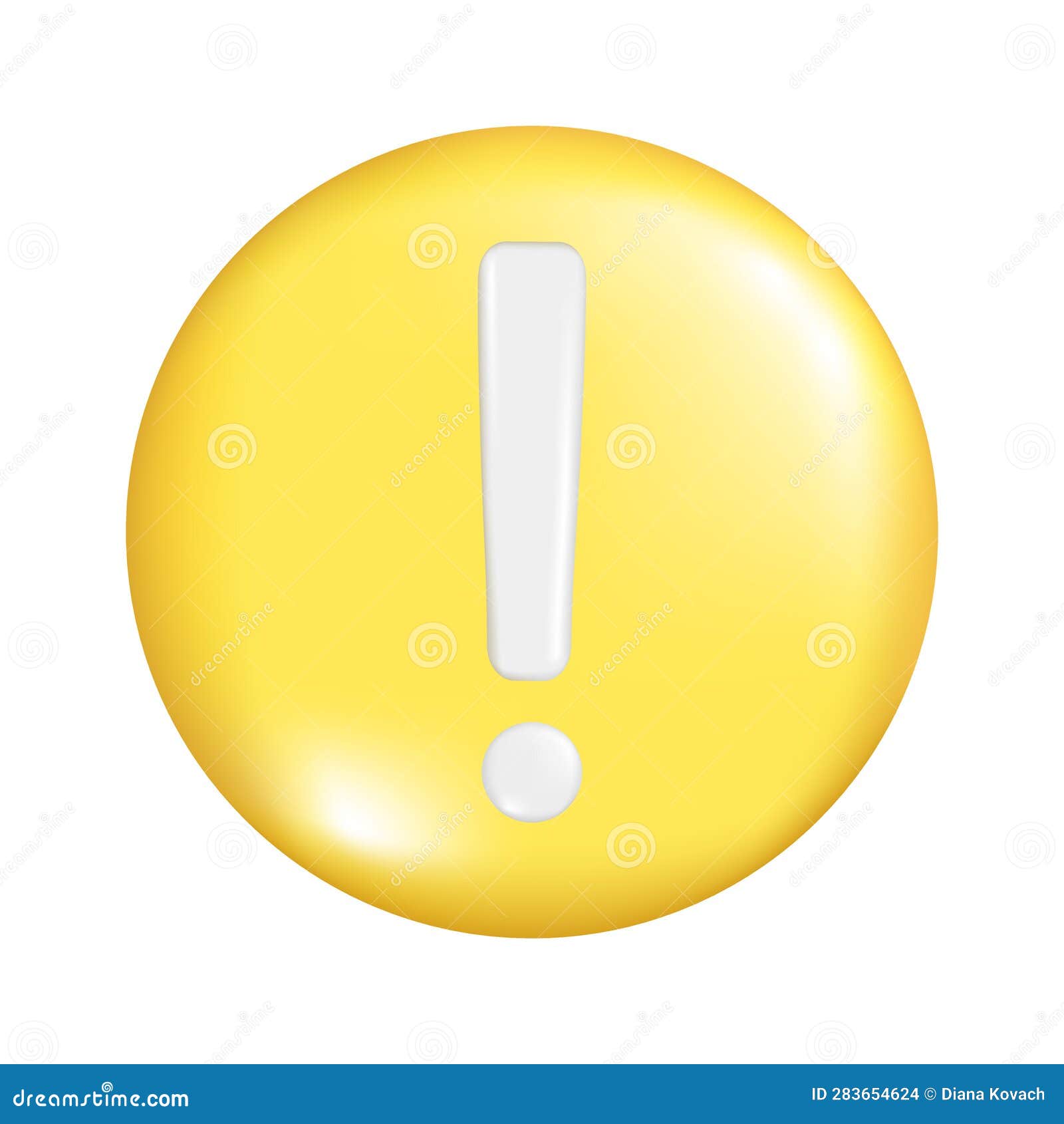 Realistic 3d Yellow Round Sphere Shape with Exclamation Sign. Circle ...