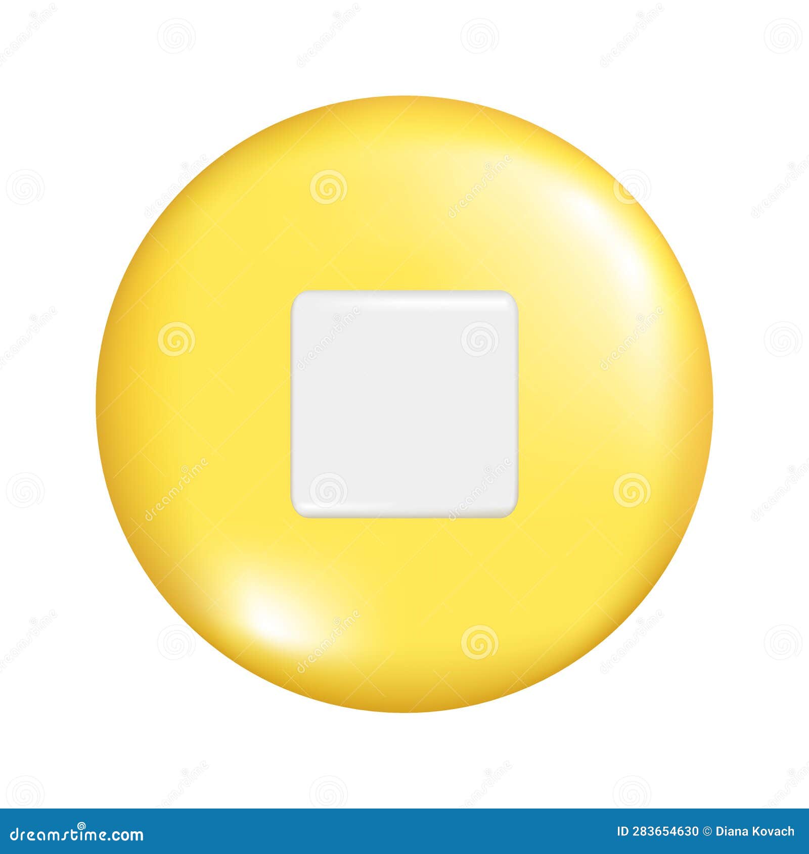 Realistic 3d Yellow Round Sphere Shape with Square Sign. Decorative ...