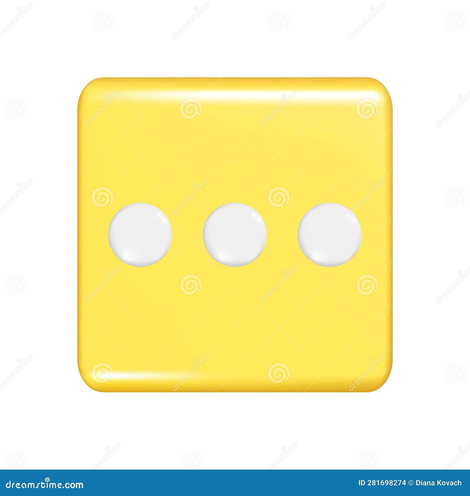 Realistic 3d Yellow Square Frame with White Dots, Square Button Icon ...