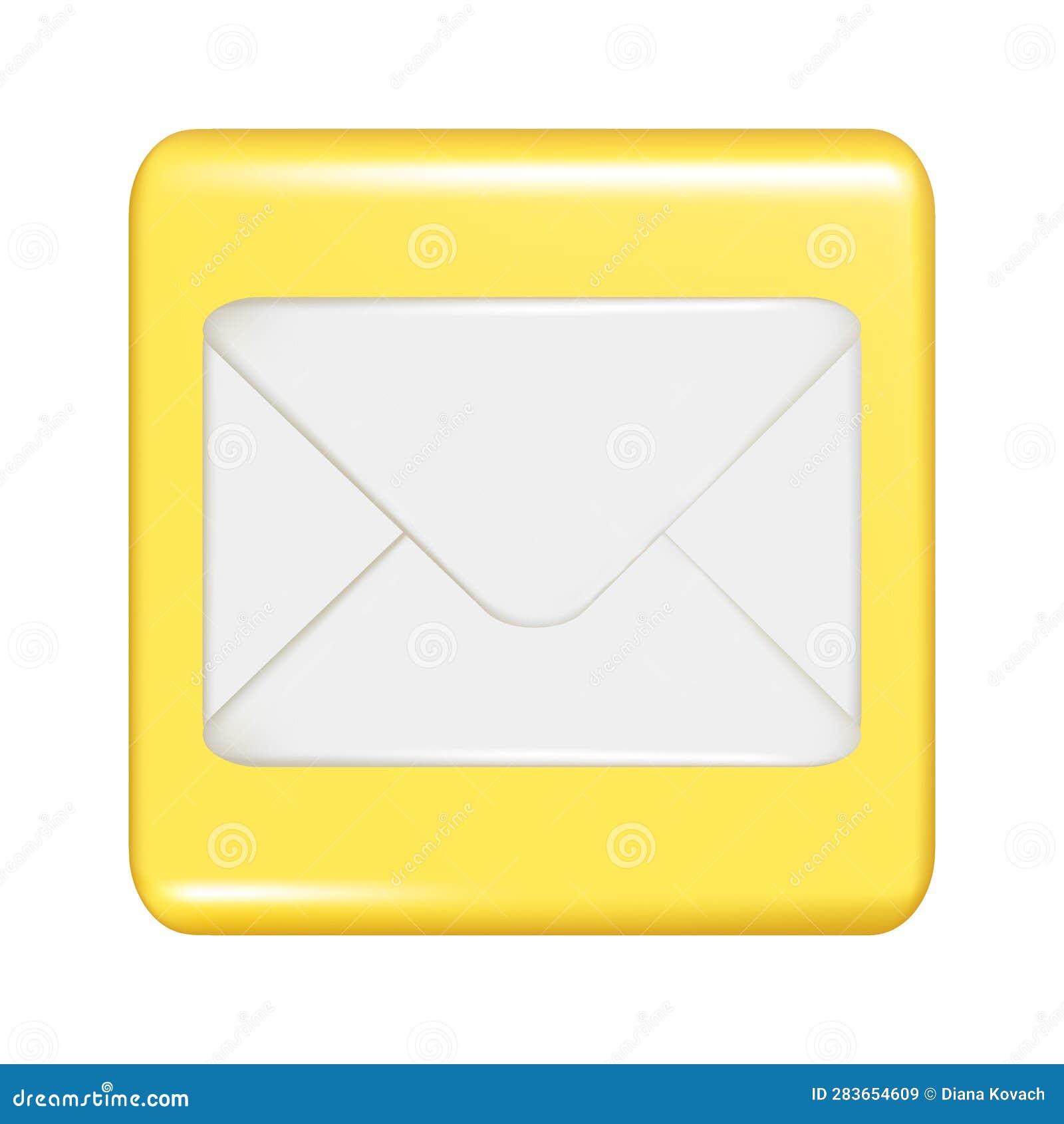 Realistic 3d Yellow Square Shape with Closed Mail Envelope. Decorative ...